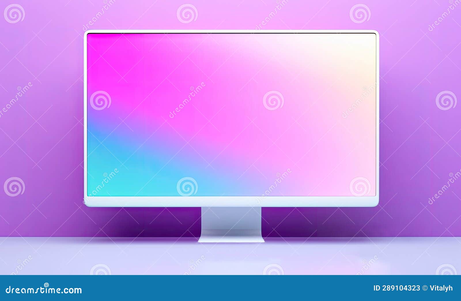 Desktop Computer Screen with Color Gradient in a Minimalist Office ...