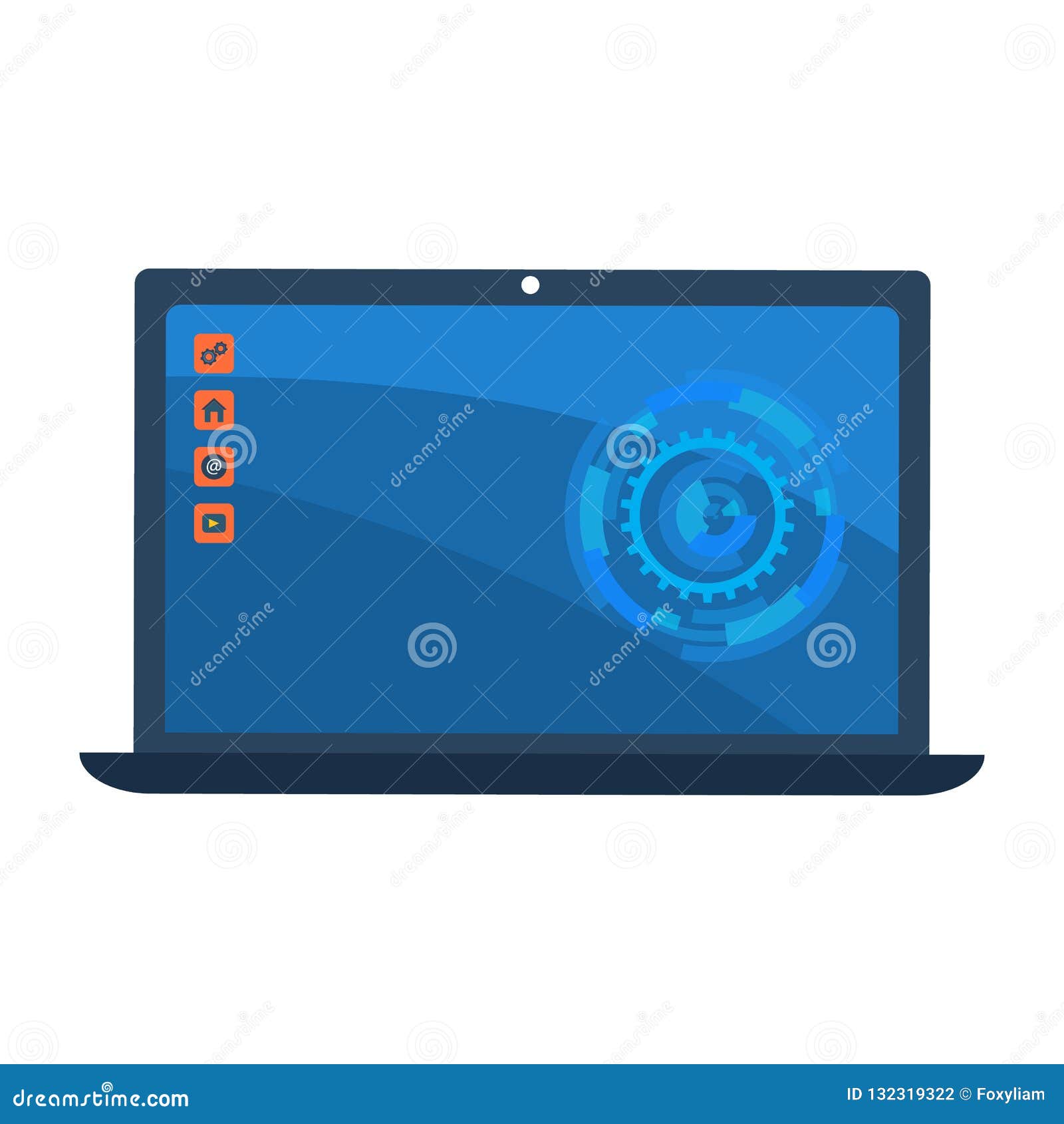 Desktop Computer Screen with Colorful Icons Stock Vector - Illustration ...