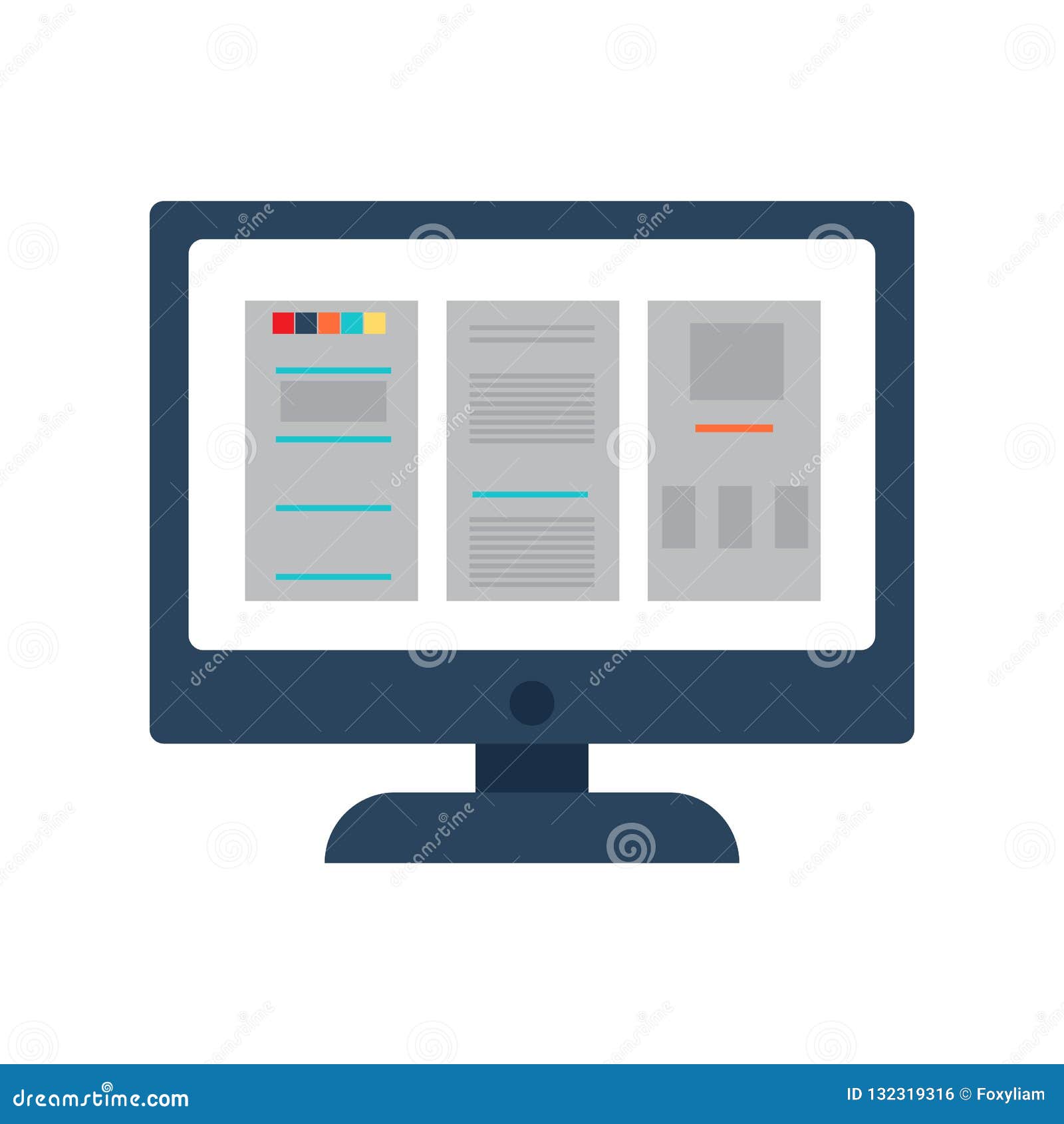 Desktop Computer Screen with Doccuments Stock Vector - Illustration of ...