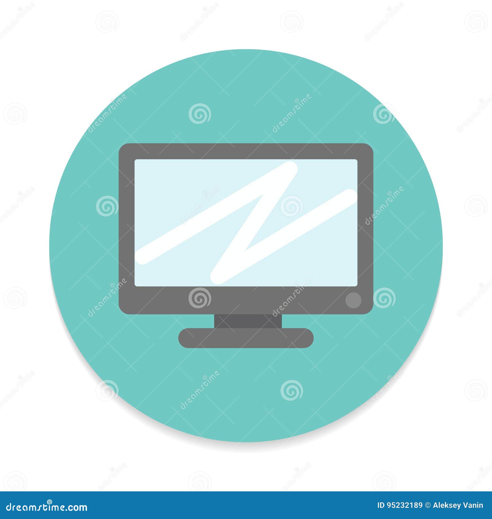 Desktop Computer, Screen Flat Icon. Round Colorful Button, Circular ...