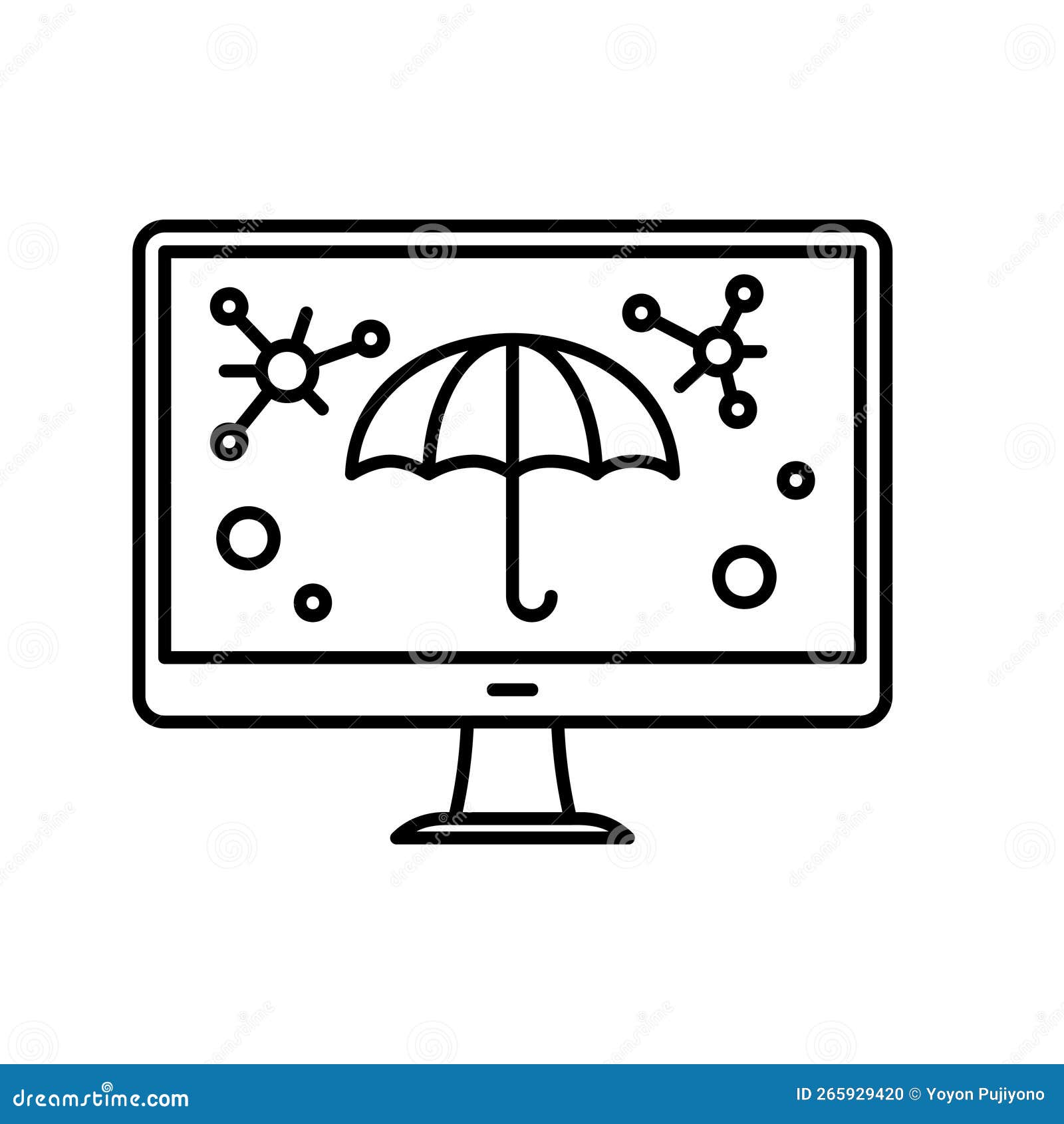 Desktop Computer Security Icon from Virus and Malware Attack or ...