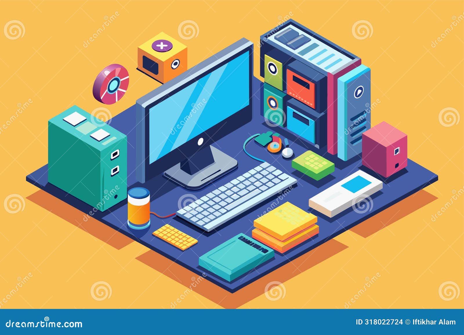 A Desktop Computer Set Atop a Desk in a Room, Desktop Computer ...