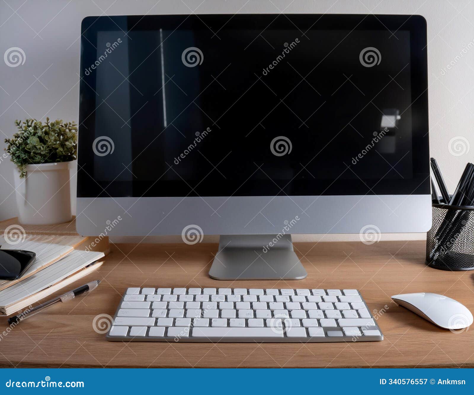 Desktop Computer Setup, Including Accessories Like Keyboard and Mouse ...