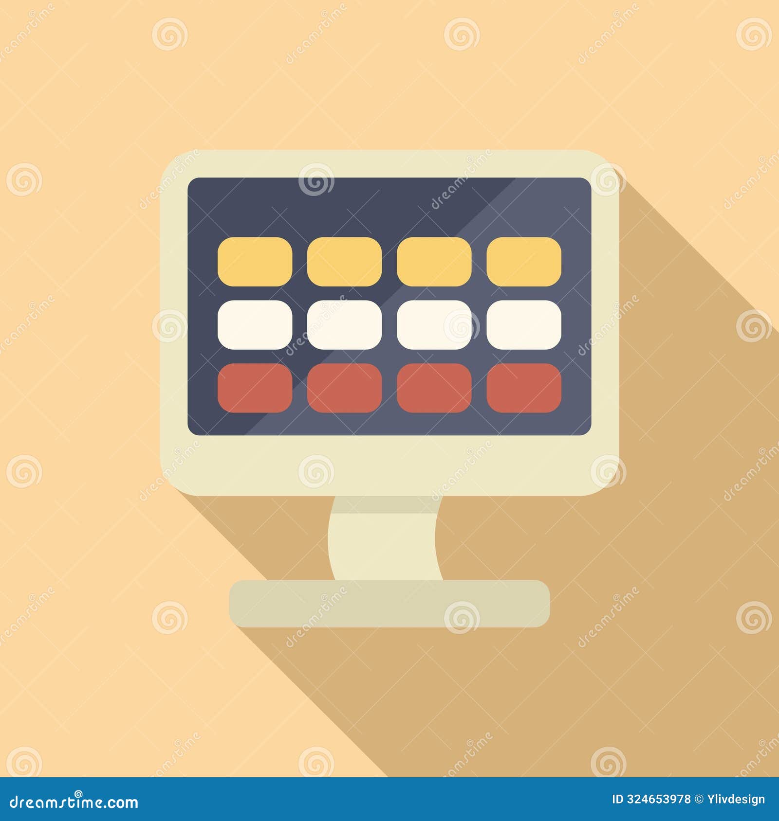 Desktop Computer Showing Spreadsheet Software on Screen Stock Vector ...