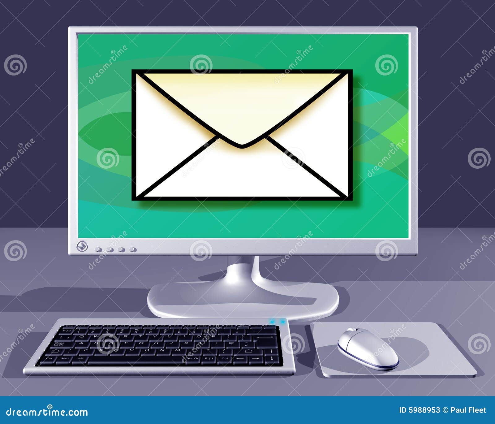 Desktop Computer Showing You Have Mail Stock Illustration ...