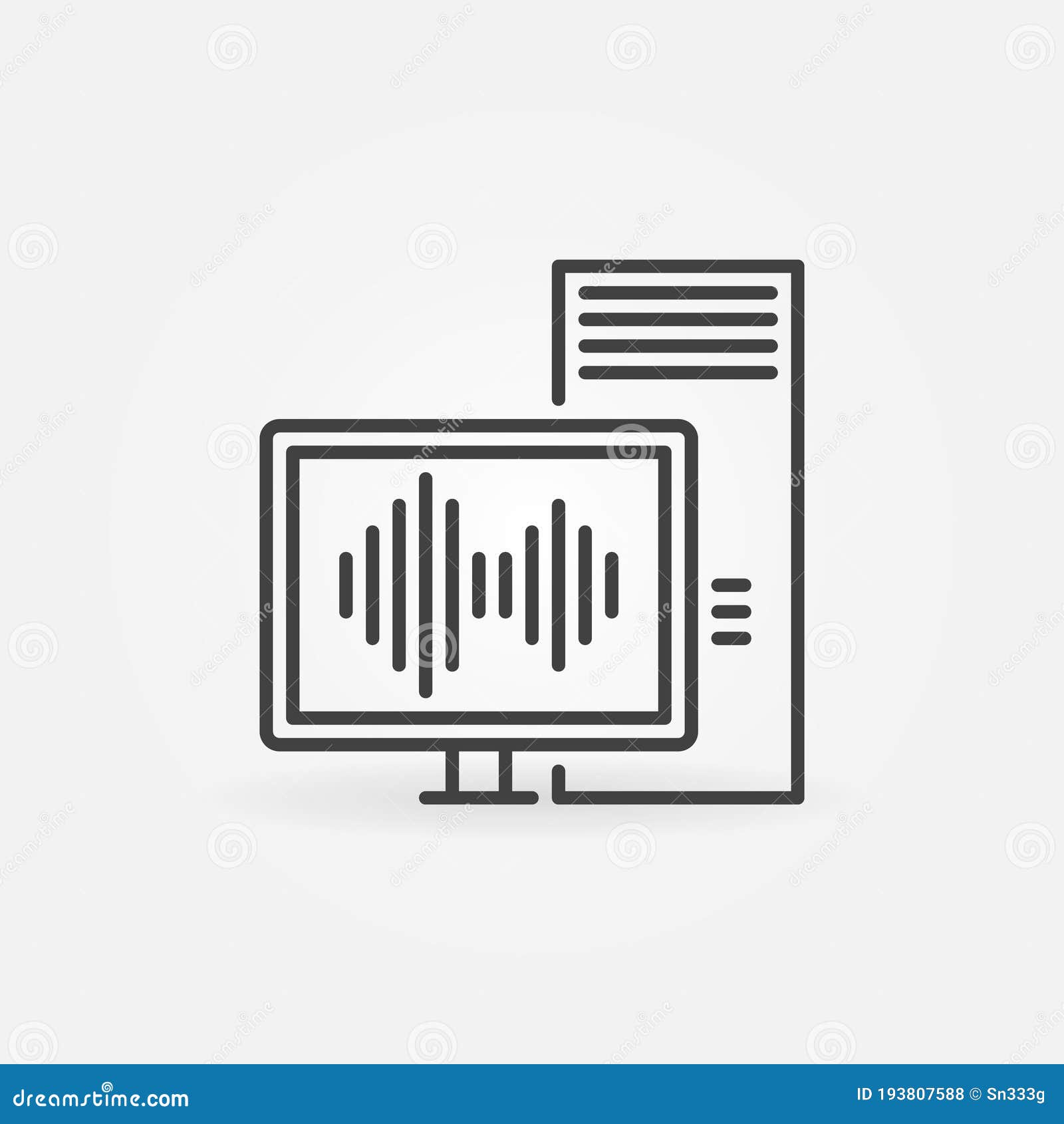 Desktop Computer with Sound Wave Vector Outline Icon Stock Vector ...