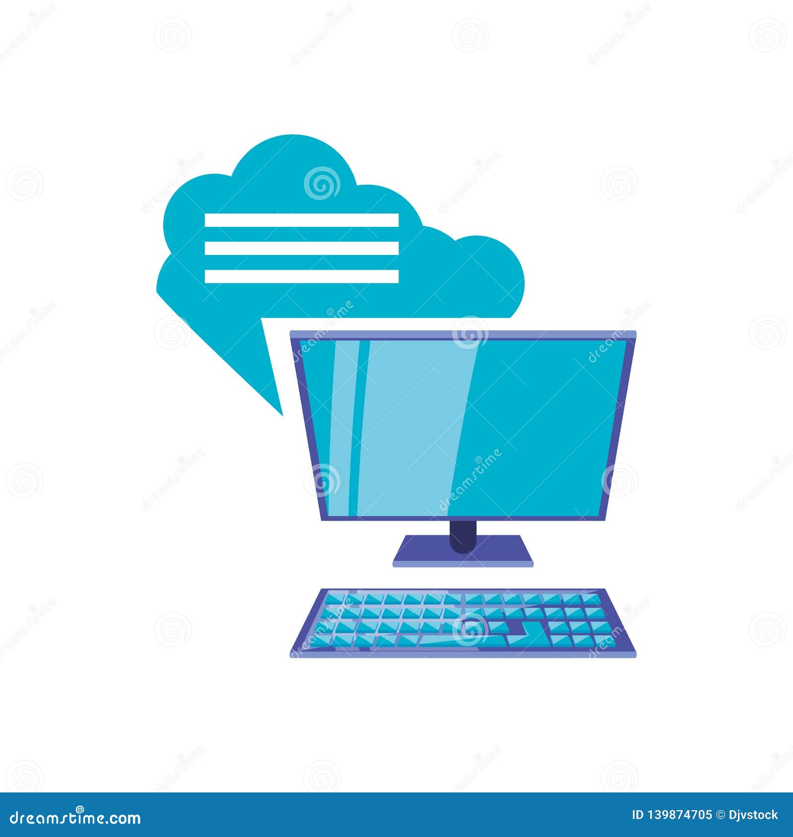 Desktop Computer with Speech Bubble Stock Vector - Illustration of ...
