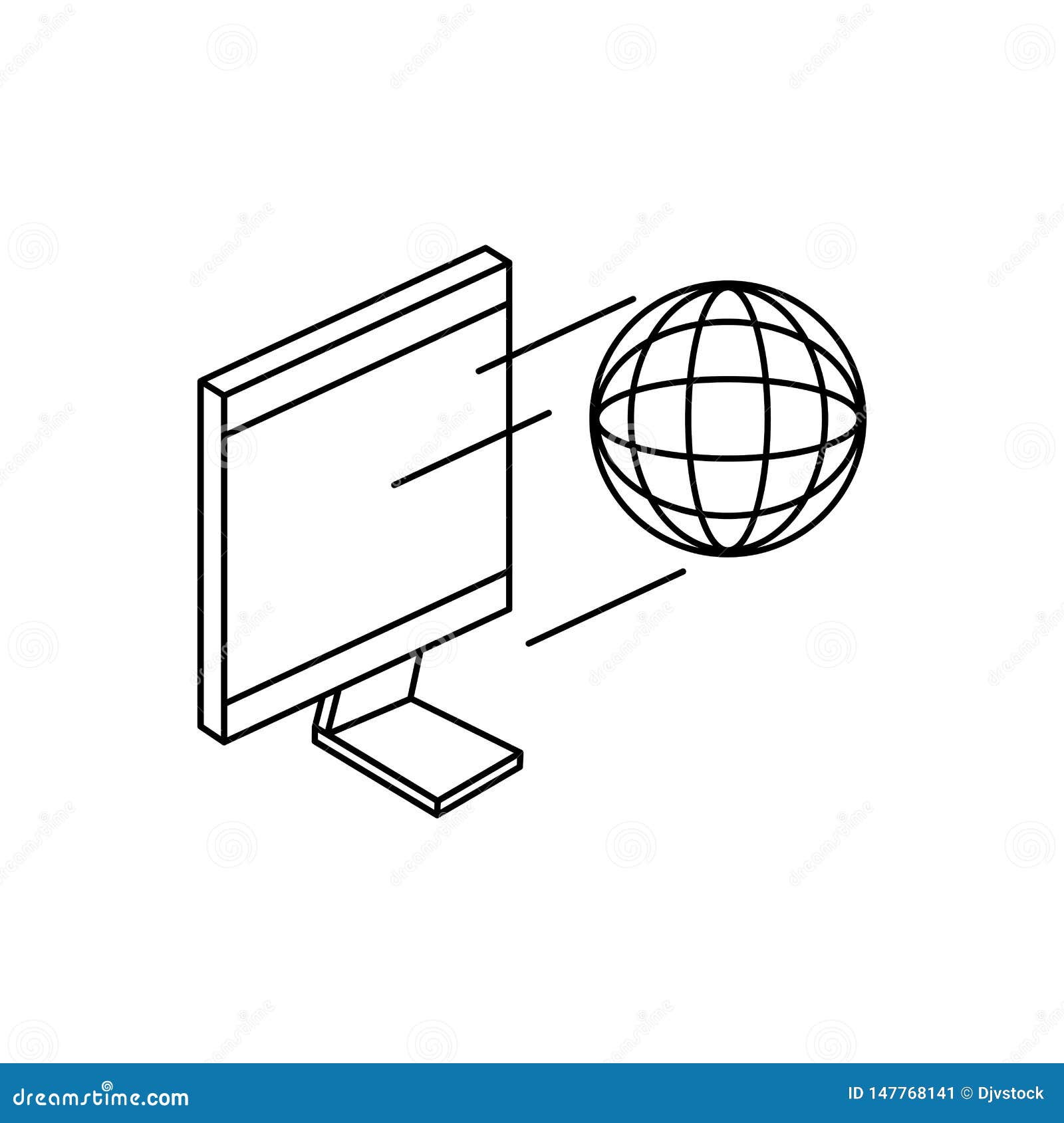 Desktop Computer with Sphere Browser Stock Illustration - Illustration ...