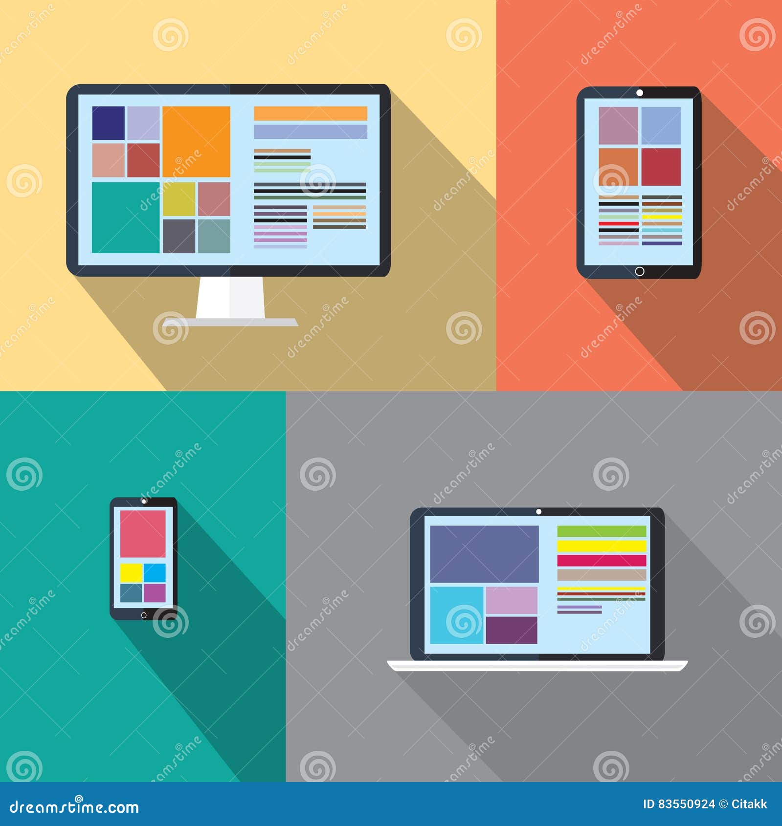 Desktop Computer, Tablet, Laptop Computer, Smart Phone Vectors Stock ...