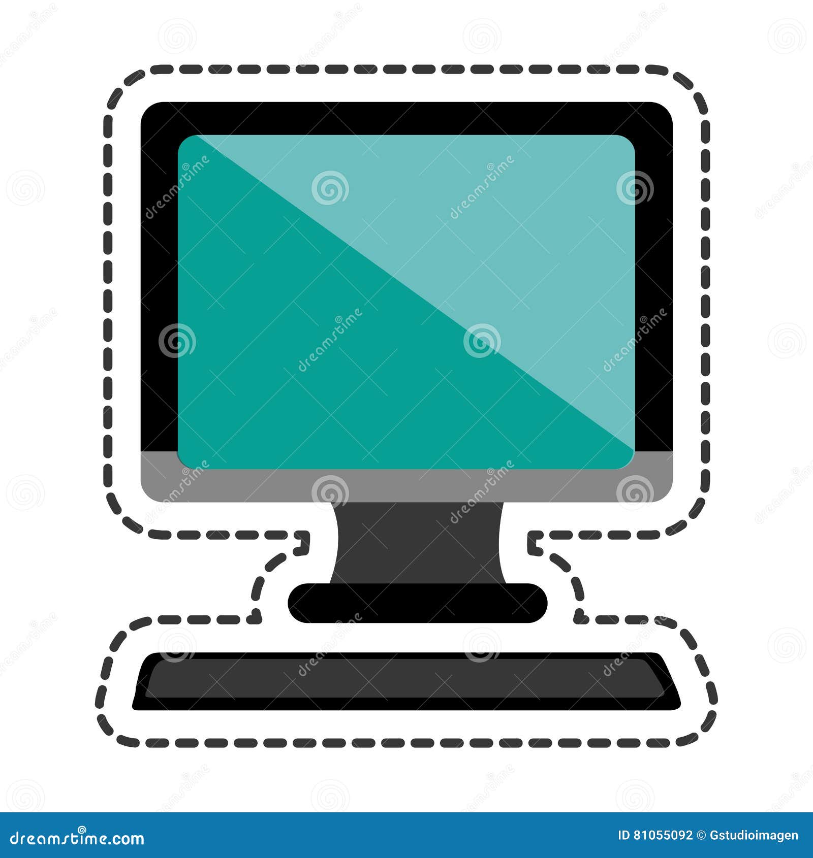 Desktop computer tech icon stock vector. Illustration of vector - 81055092
