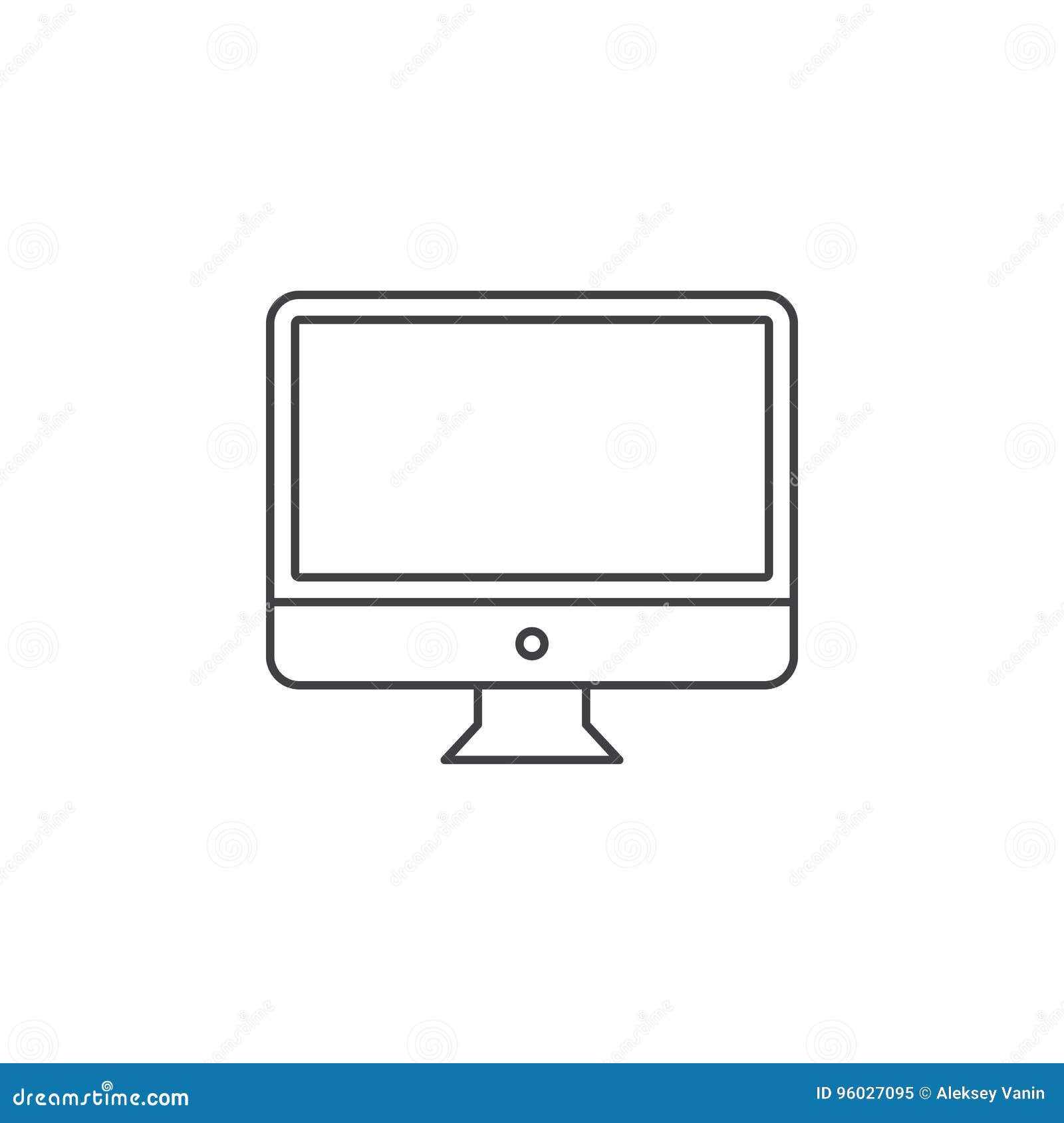 Desktop Computer Thin Line Icon, Lcd Screen Outline Vector Logo Stock ...