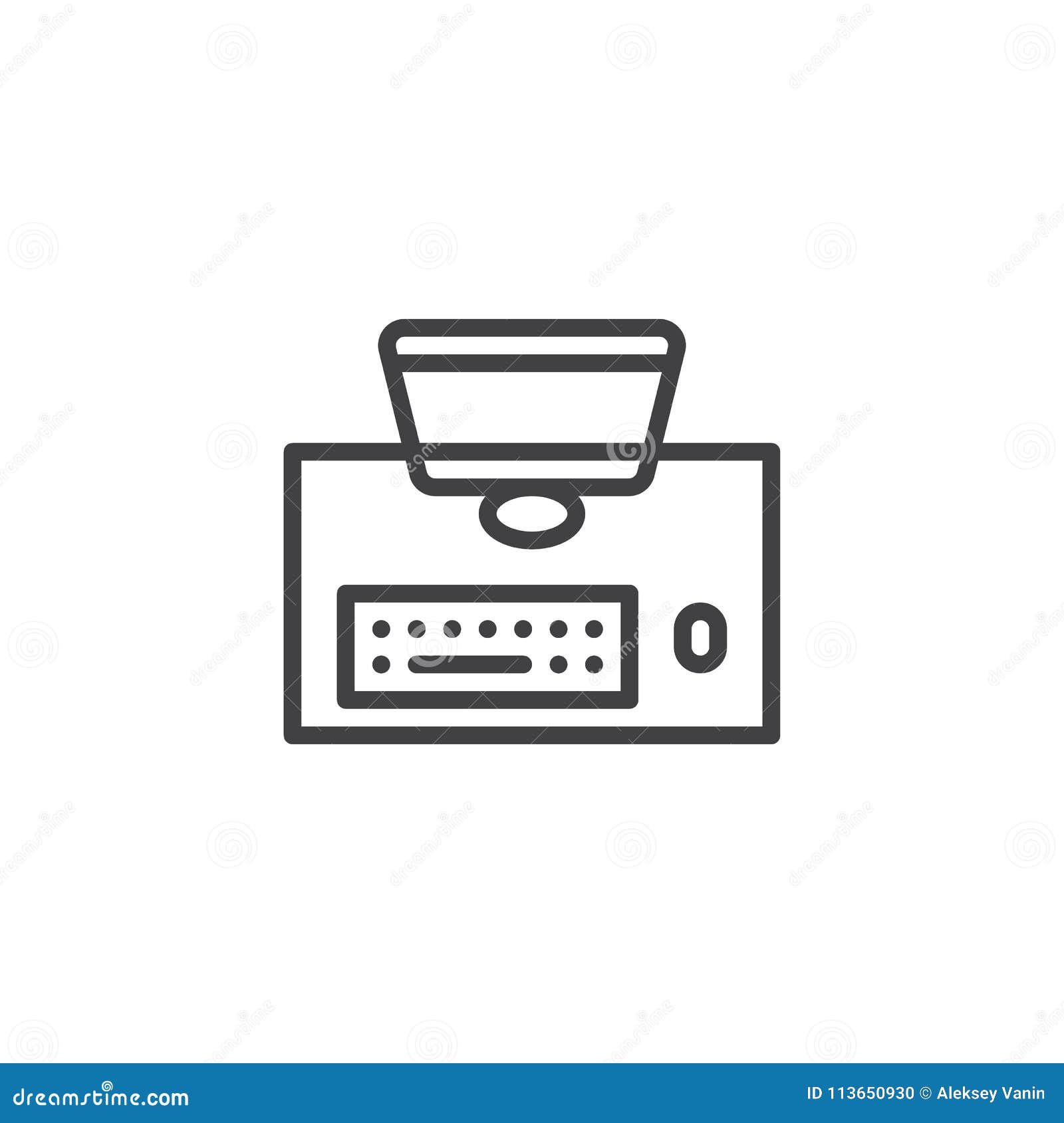 Desktop Computer Top View Outline Icon Stock Vector - Illustration of ...