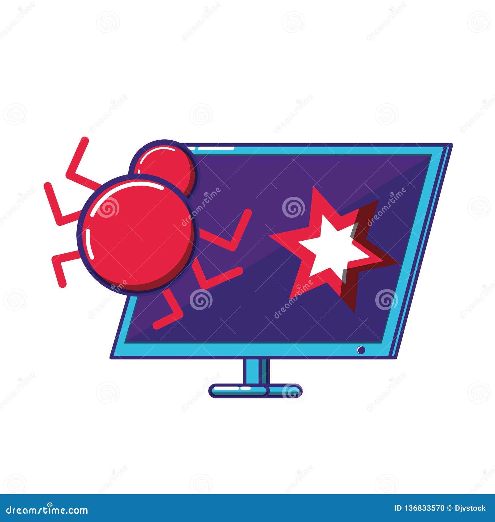 Desktop Computer with Virus Infection Stock Vector - Illustration of ...