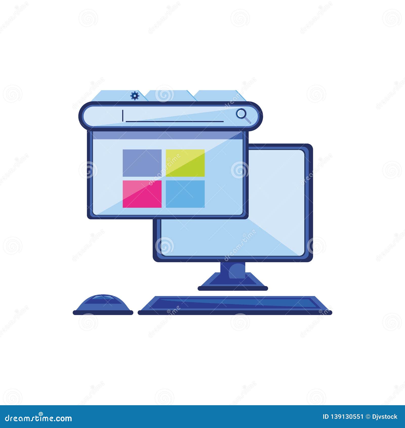 Desktop Computer with Web Page Stock Vector - Illustration of mouse ...