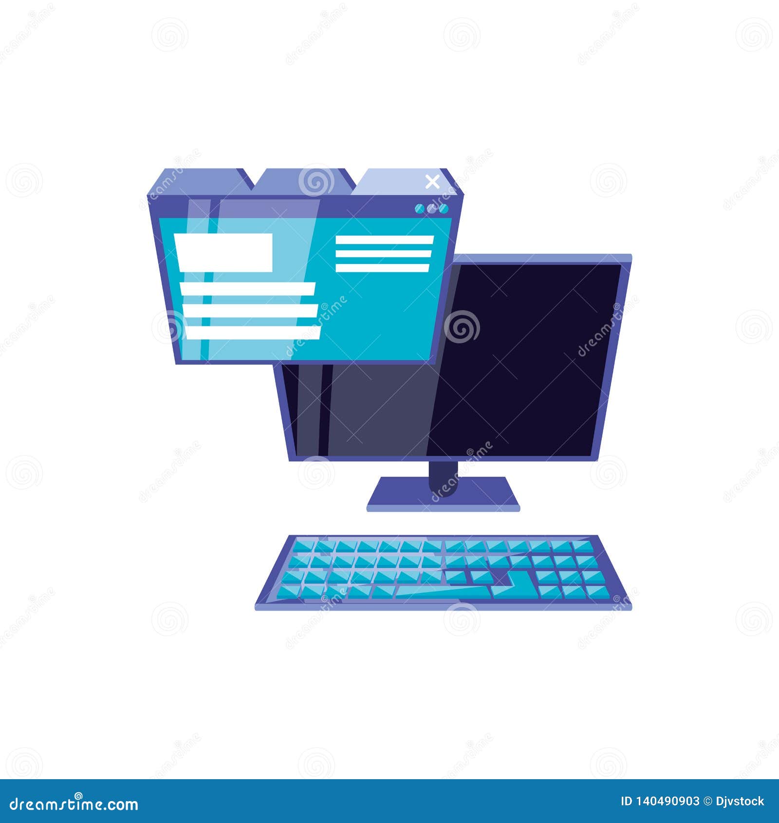 Desktop Computer with Web Page Stock Vector - Illustration of system ...