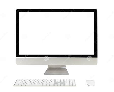 Desktop Computer with White Screen Stock Image - Image of device ...
