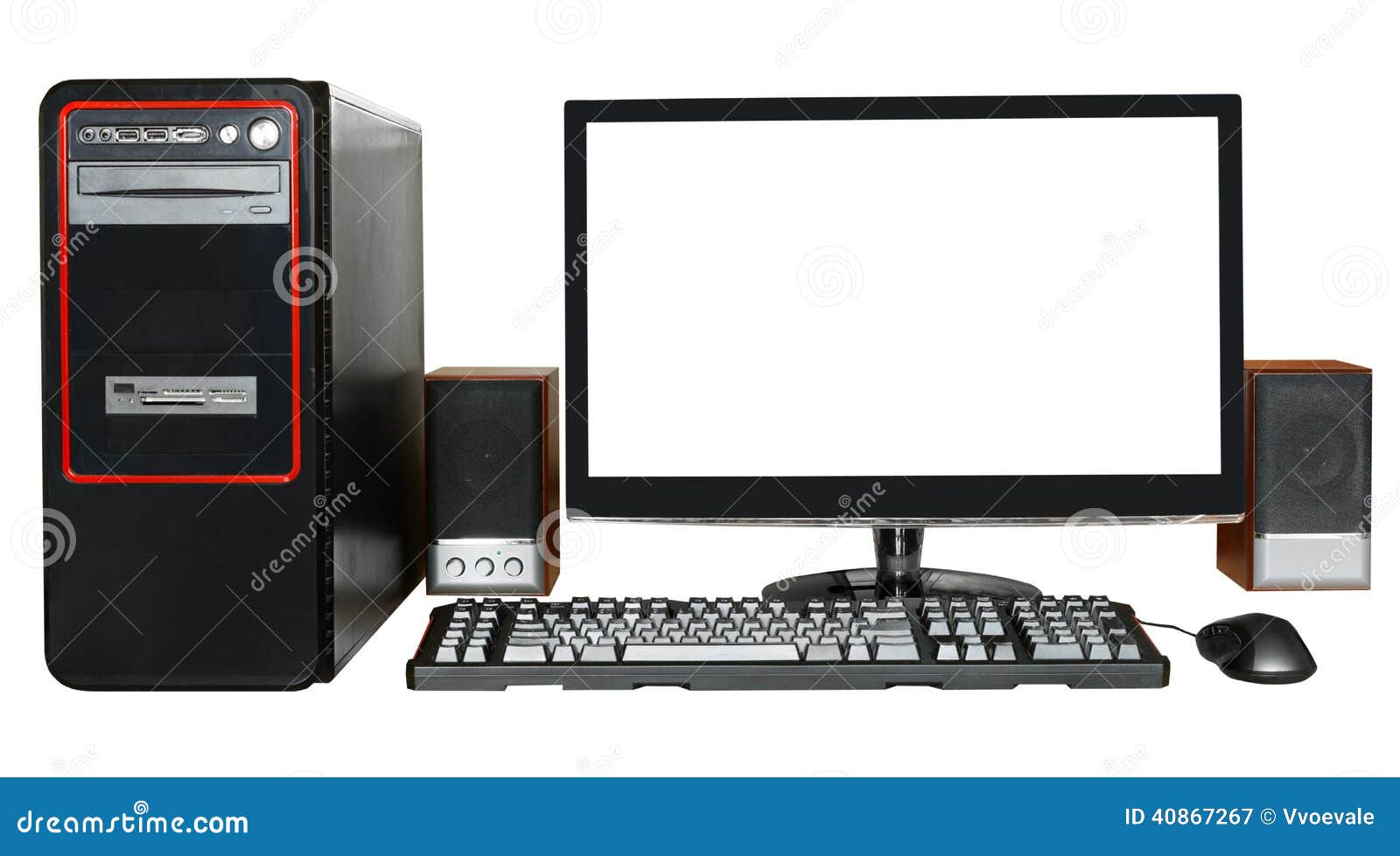 Desktop Computer with Widescreen Display Stock Image - Image of system ...