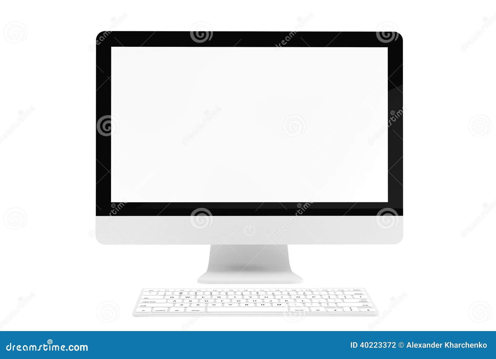 Desktop Computer with Wireless Keyboard Stock Photo - Image of gray ...