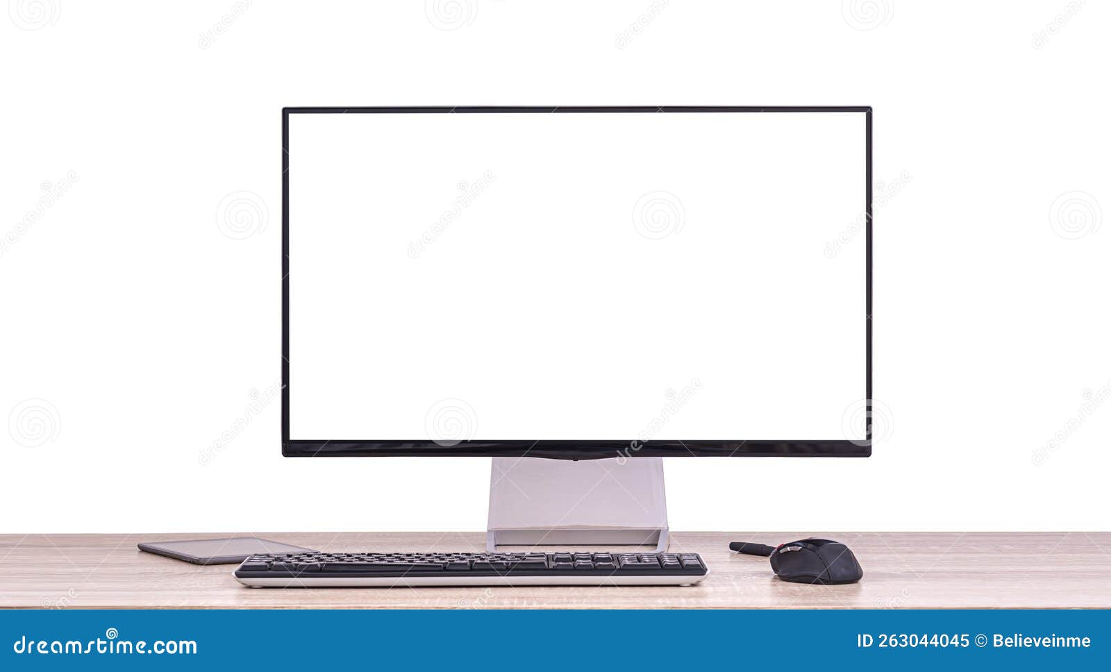 Desktop Computer on the Wooden Table. Stock Image - Image of screen ...