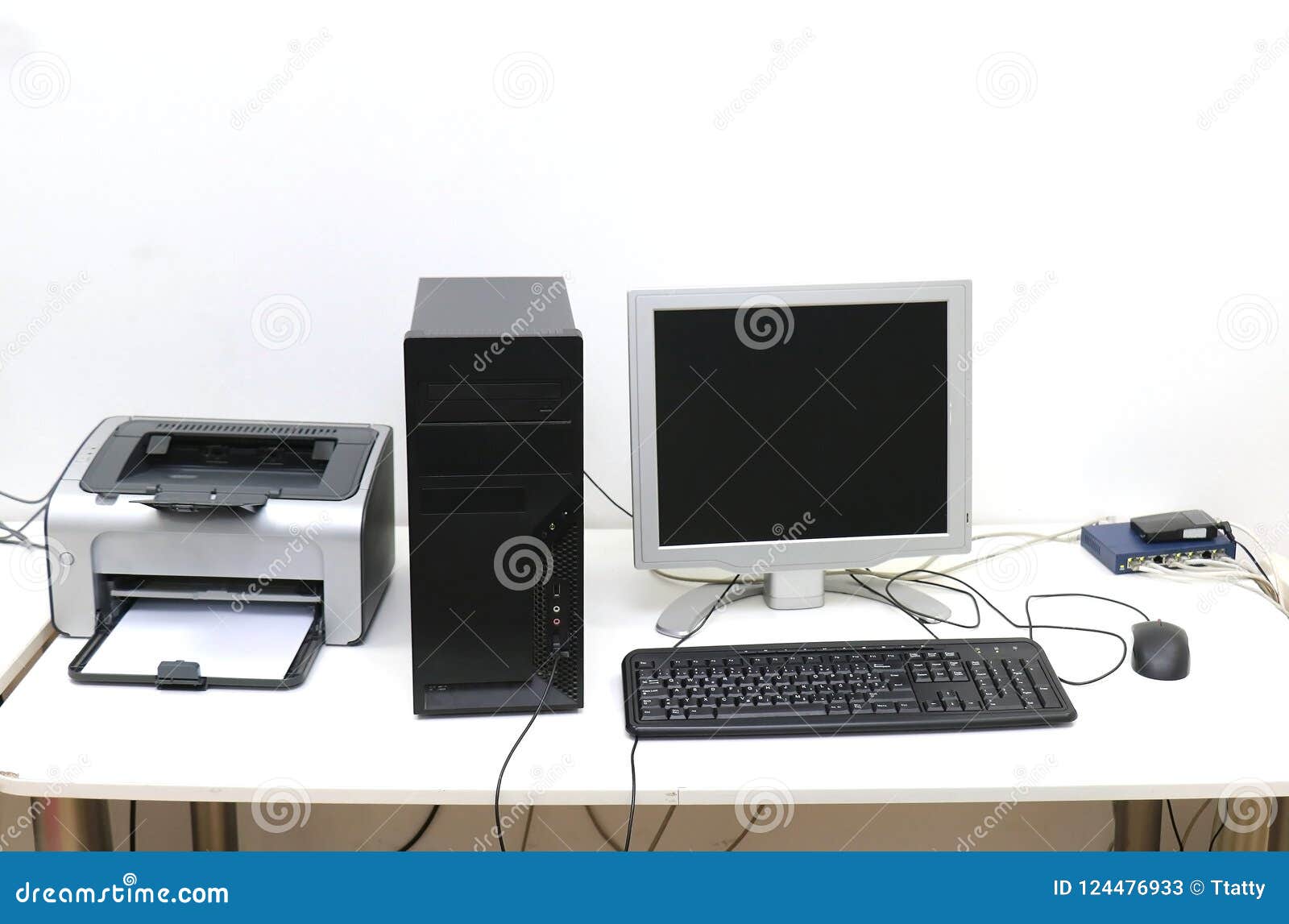 Desktop Computer Work Station Stock Image - Image of printer, office ...