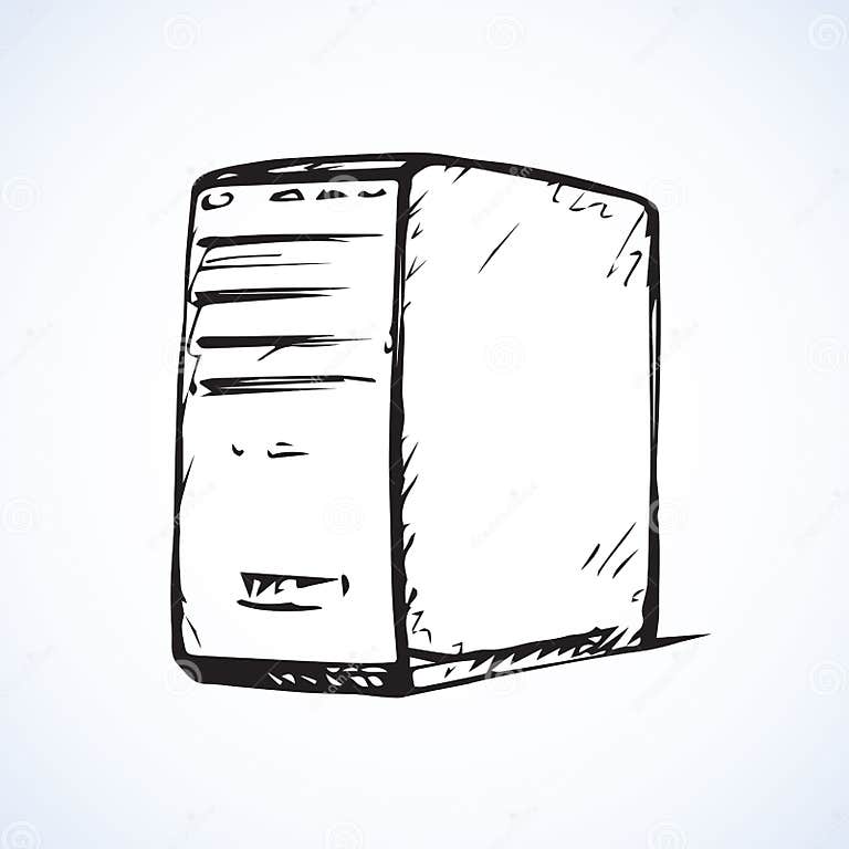 Desktop Cpu Vector Tekening Vector Illustratie - Illustration of tros ...