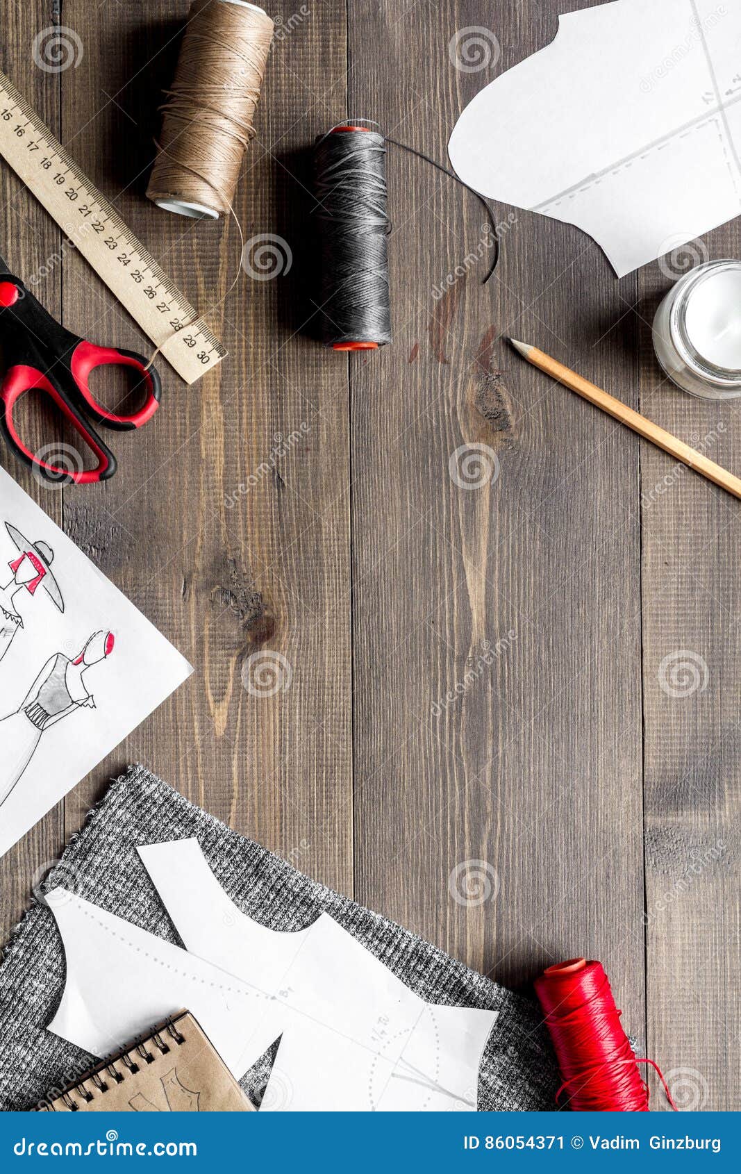 Desktop Designer Clothes With Tools Top View Mock Up Royalty-Free Stock ...