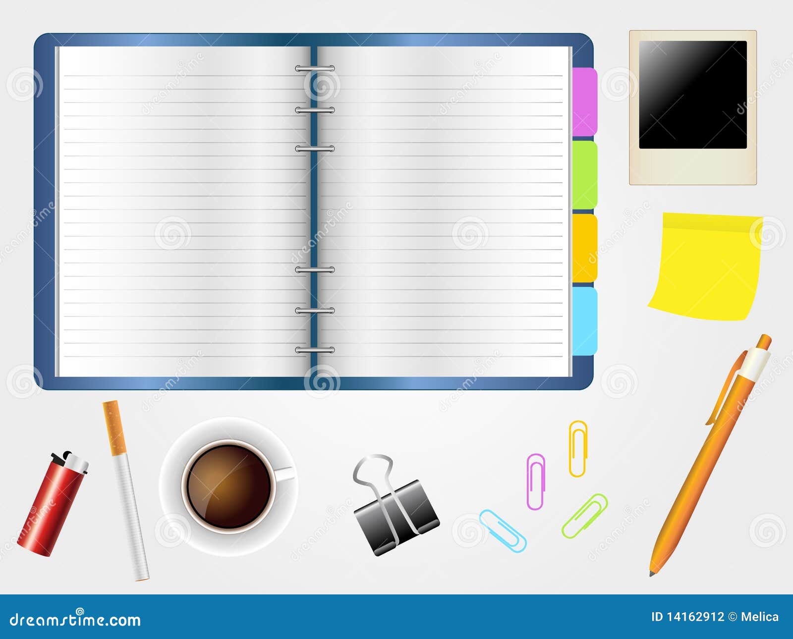 Desktop and diary stock vector. Illustration of page - 14162912