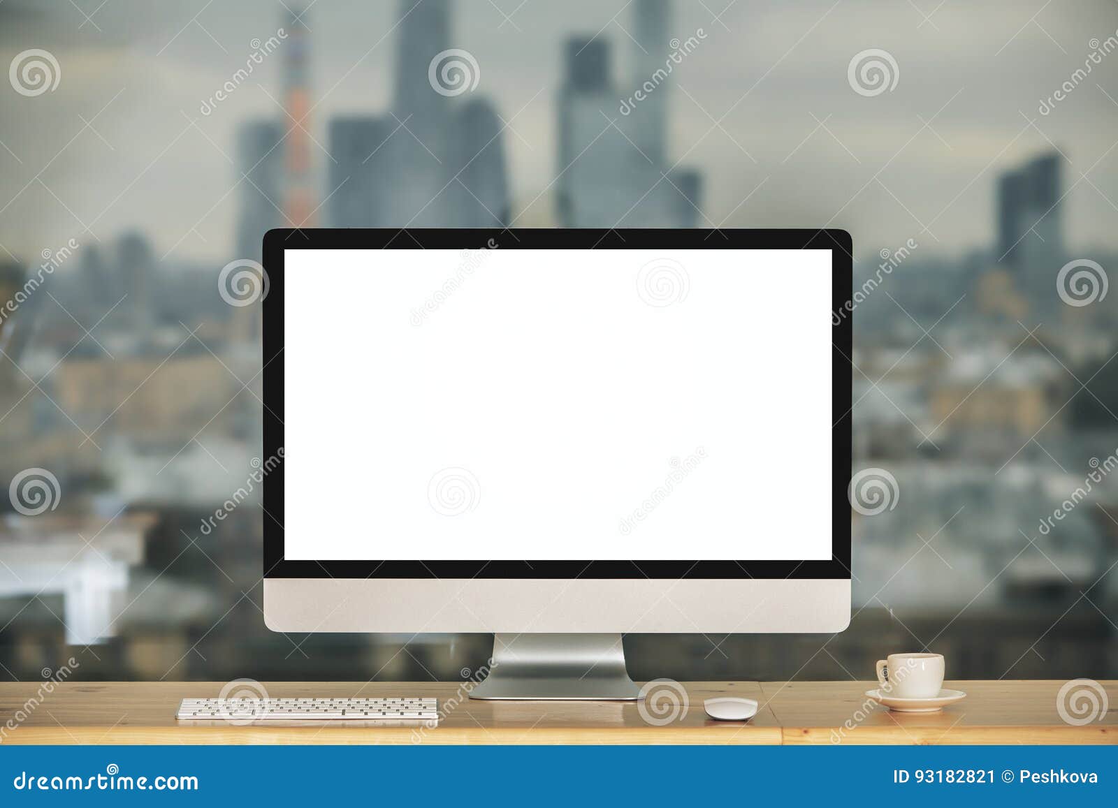 Desktop Do Moderno Com O Computador Branco Vazio Imagem de Stock ...