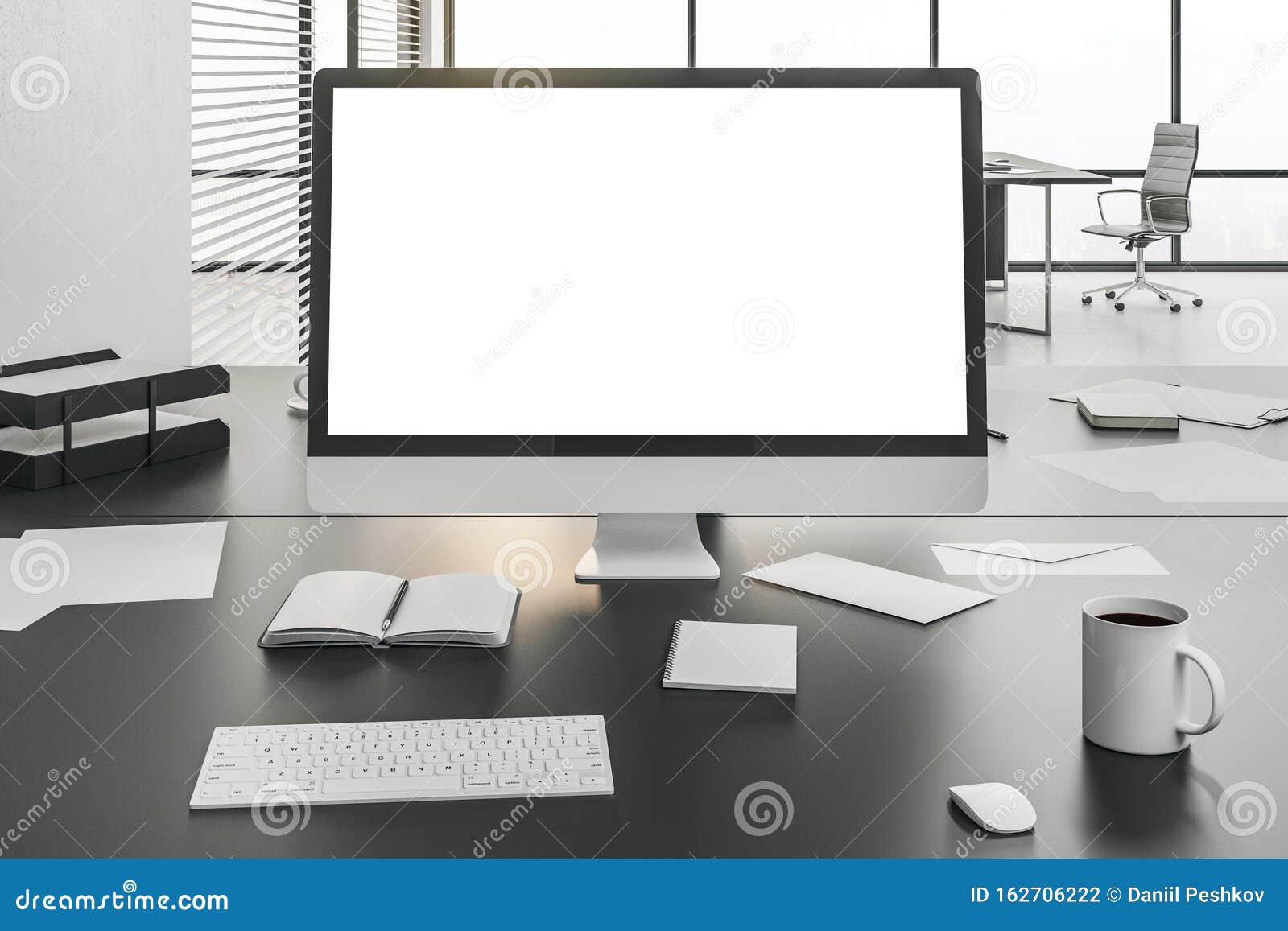 Desktop with Empty Computer Display Editorial Photography ...