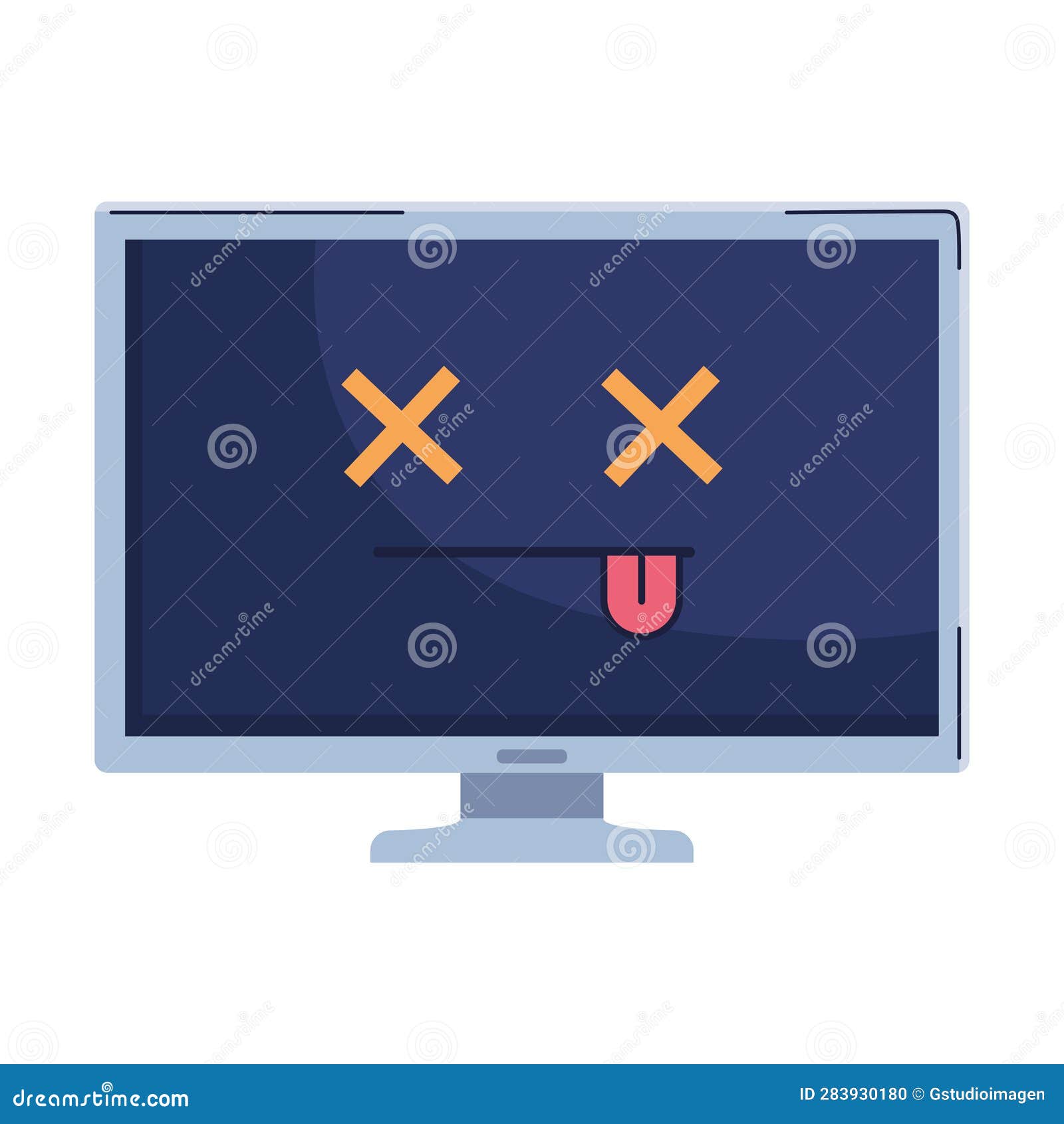 Desktop with face error stock vector. Illustration of vector - 283930180