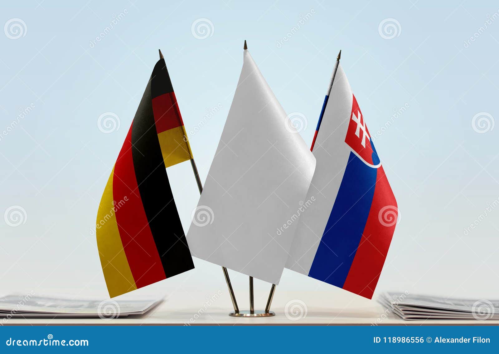 Flags of Germany and Slovakia Stock Photo - Image of indoor, council ...