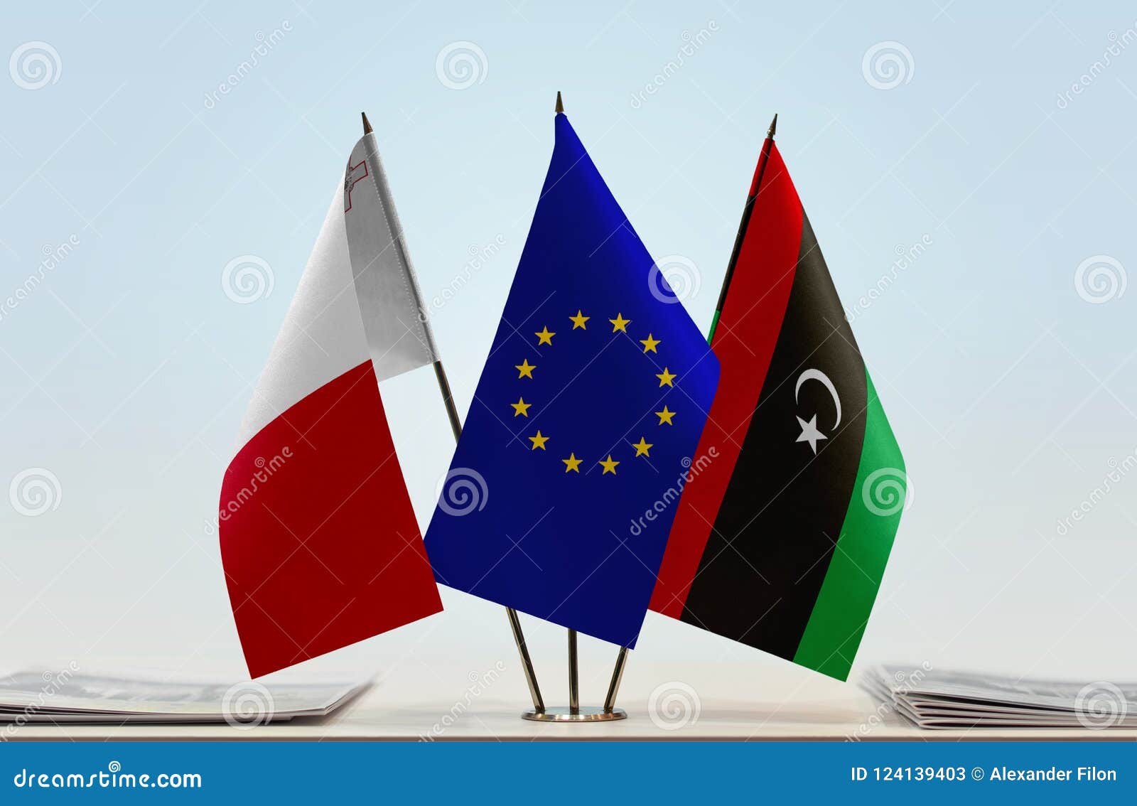 Flags of Malta EU and Libya Stock Image - Image of european ...