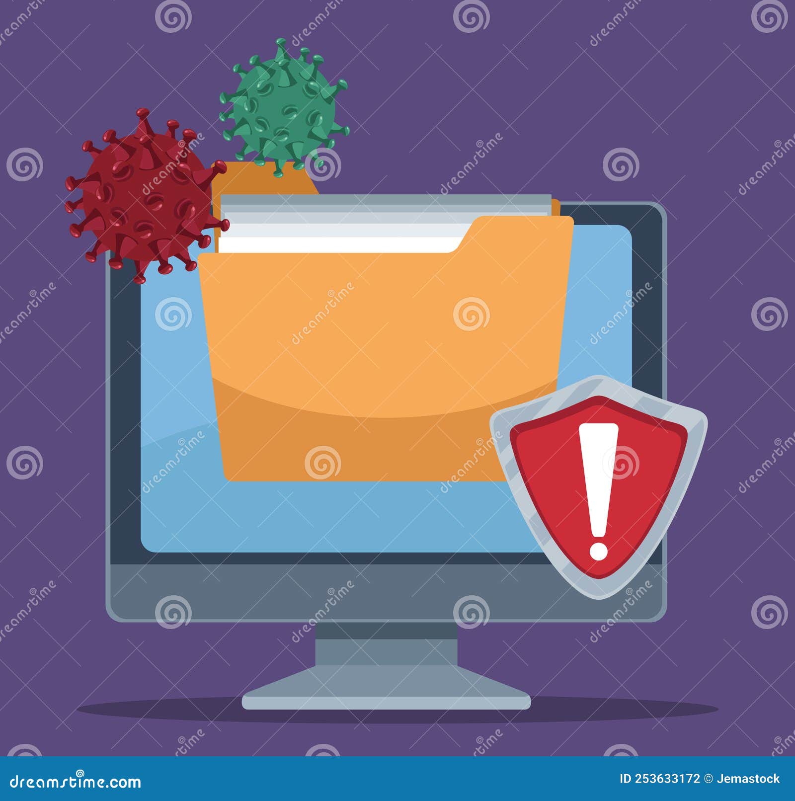 Desktop with Folder Infected Stock Vector - Illustration of vector ...