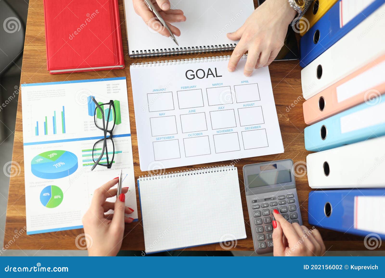 On the Desktop is Graph with Goals for Business Stock Photo - Image of ...