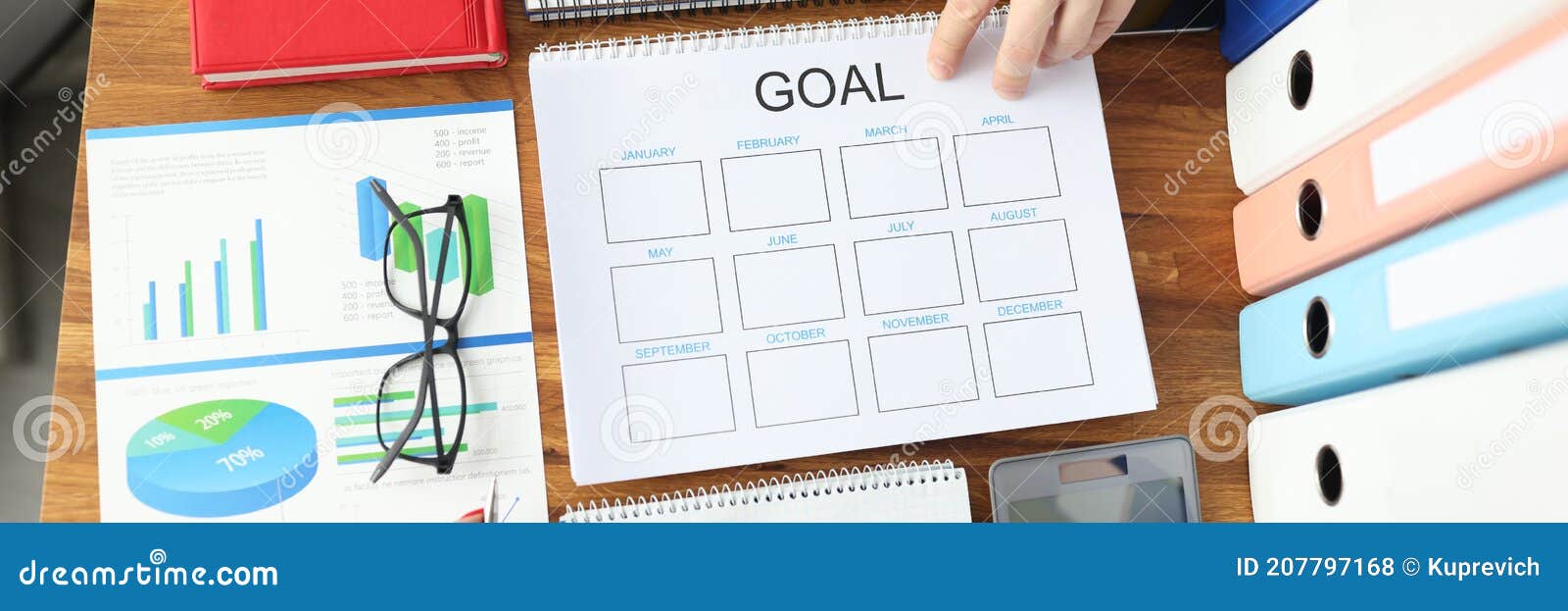 On the Desktop is Graph with Goals for Business Stock Photo - Image of ...