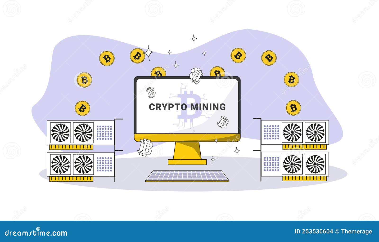 Desktop and Graphic Cards Mining Process Cryptocurrencies with Bitcoin ...