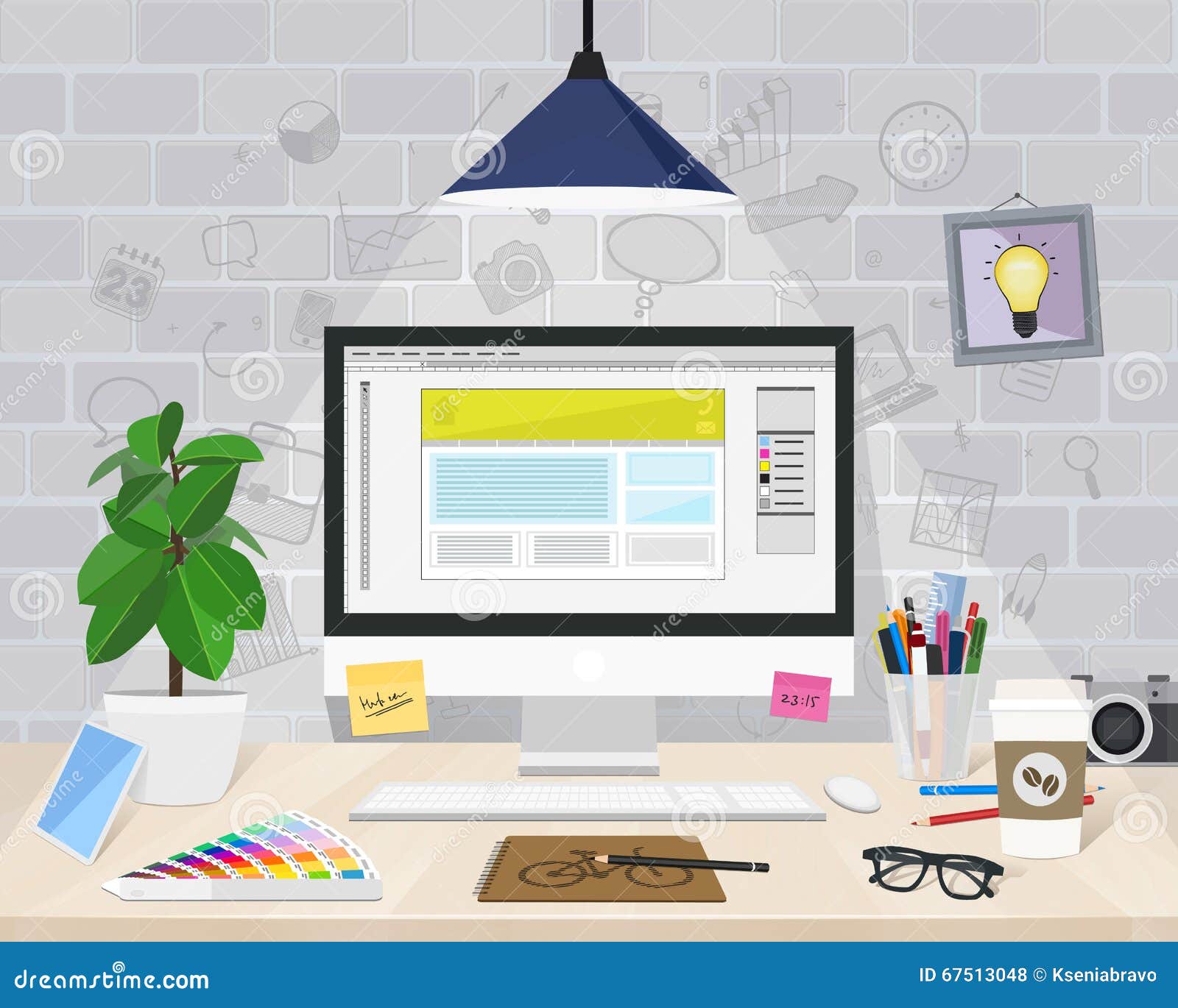 Desktop Graphic Designer, Vector Illustration Stock Vector ...