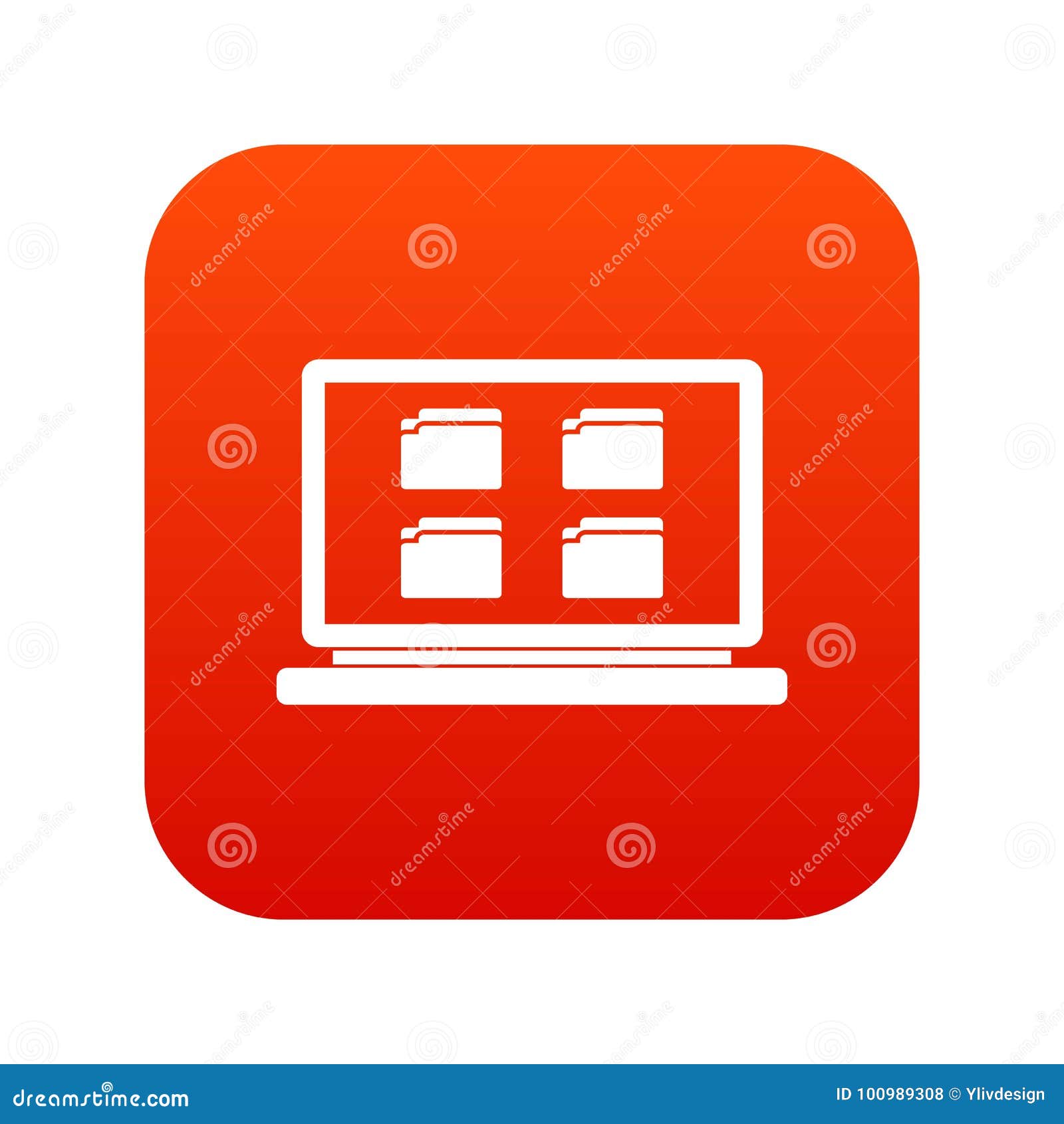 Desktop icon digital red stock vector. Illustration of monitor - 100989308