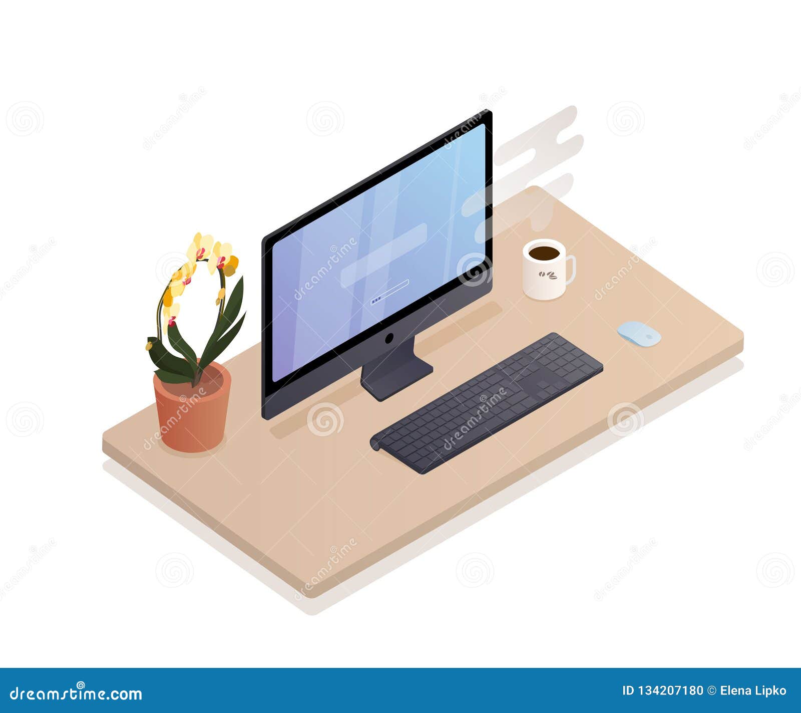 The Desktop Illustration. Flat Illustration. Isometric Stock Vector ...
