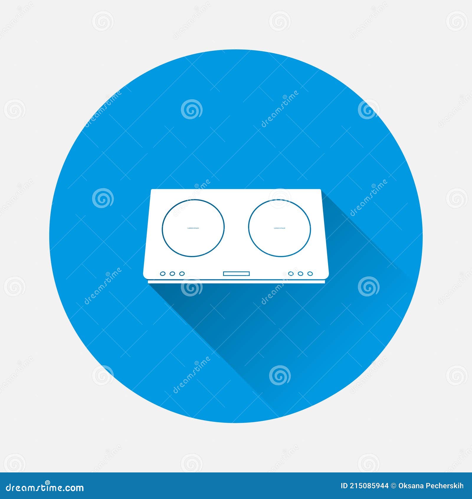 Desktop Induction Cooker Vector Icon on Blue Background. Flat Image ...