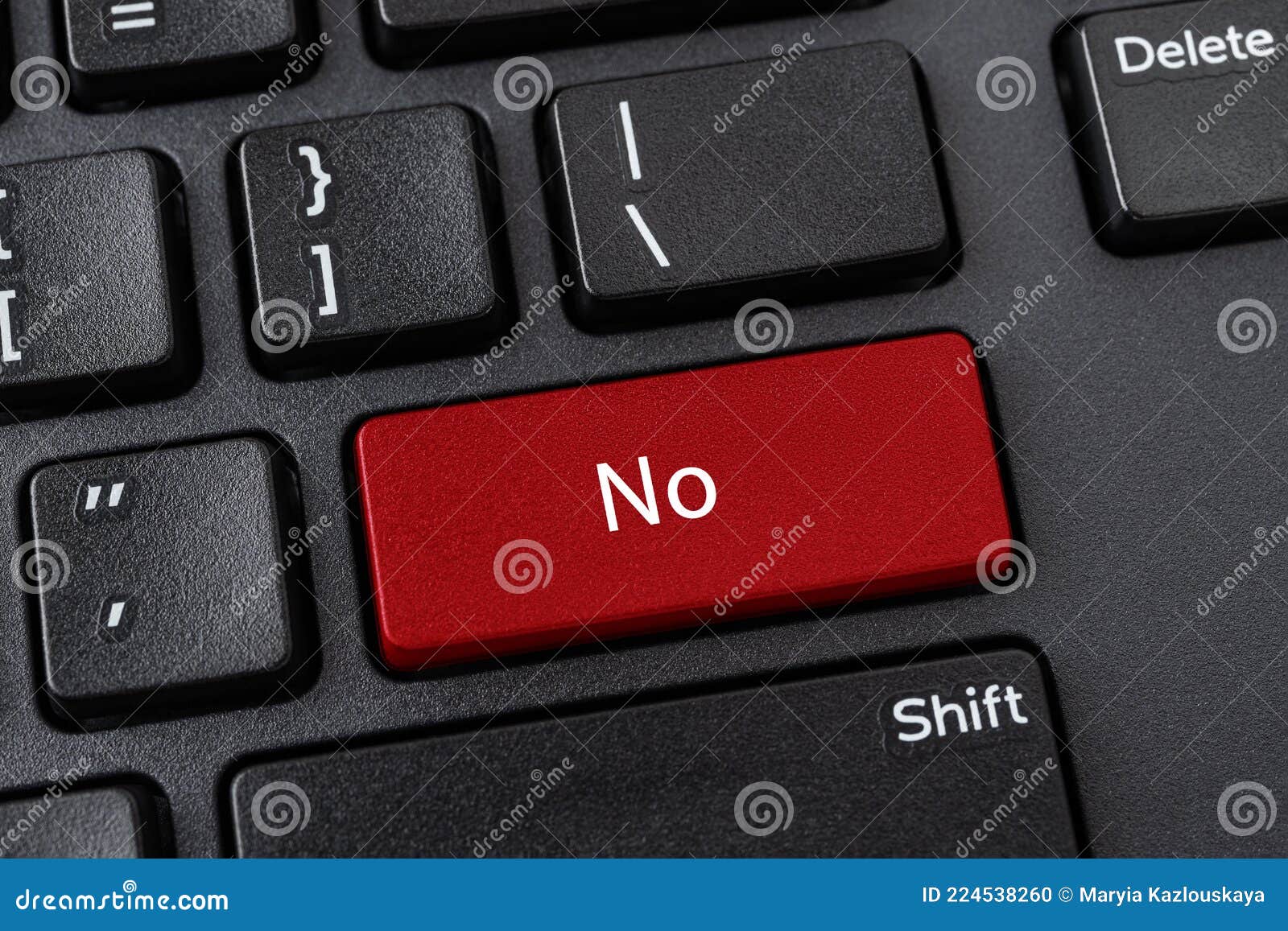 Desktop Keyboard with No Button. Red Key with Word No on a Black ...