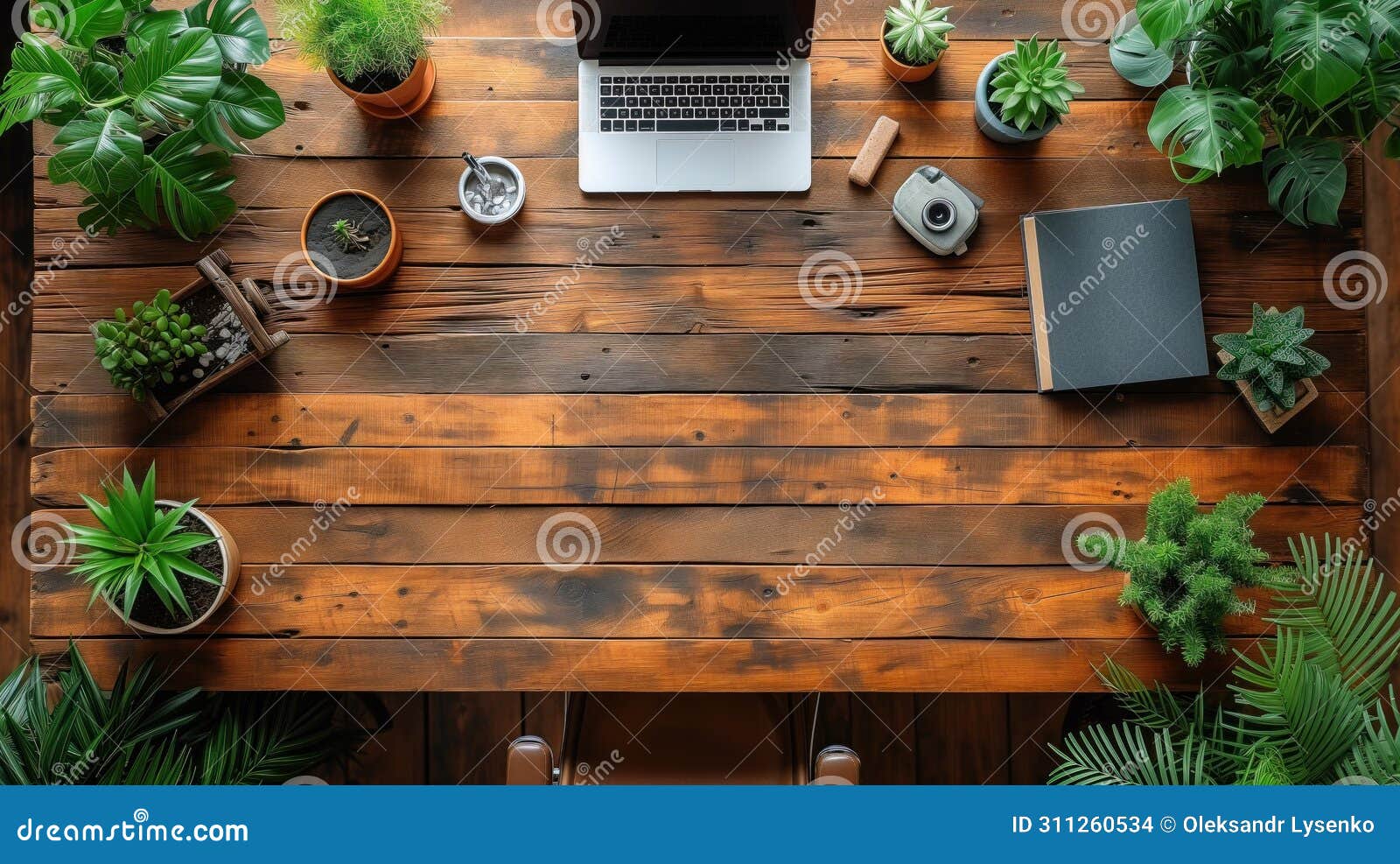 Desktop with Laptop Top View Stock Illustration - Illustration of note ...