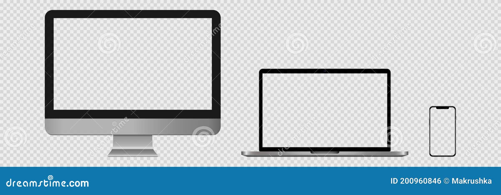 Desktop and Laptop with Transparent Display. Isolated Smartphone Icon ...