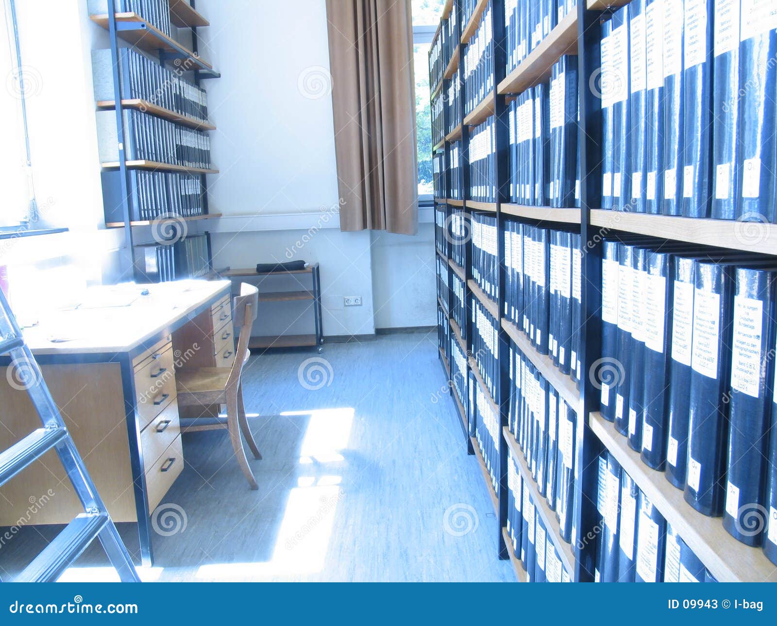 Desktop in the library stock image. Image of scientific, shelf - 9943