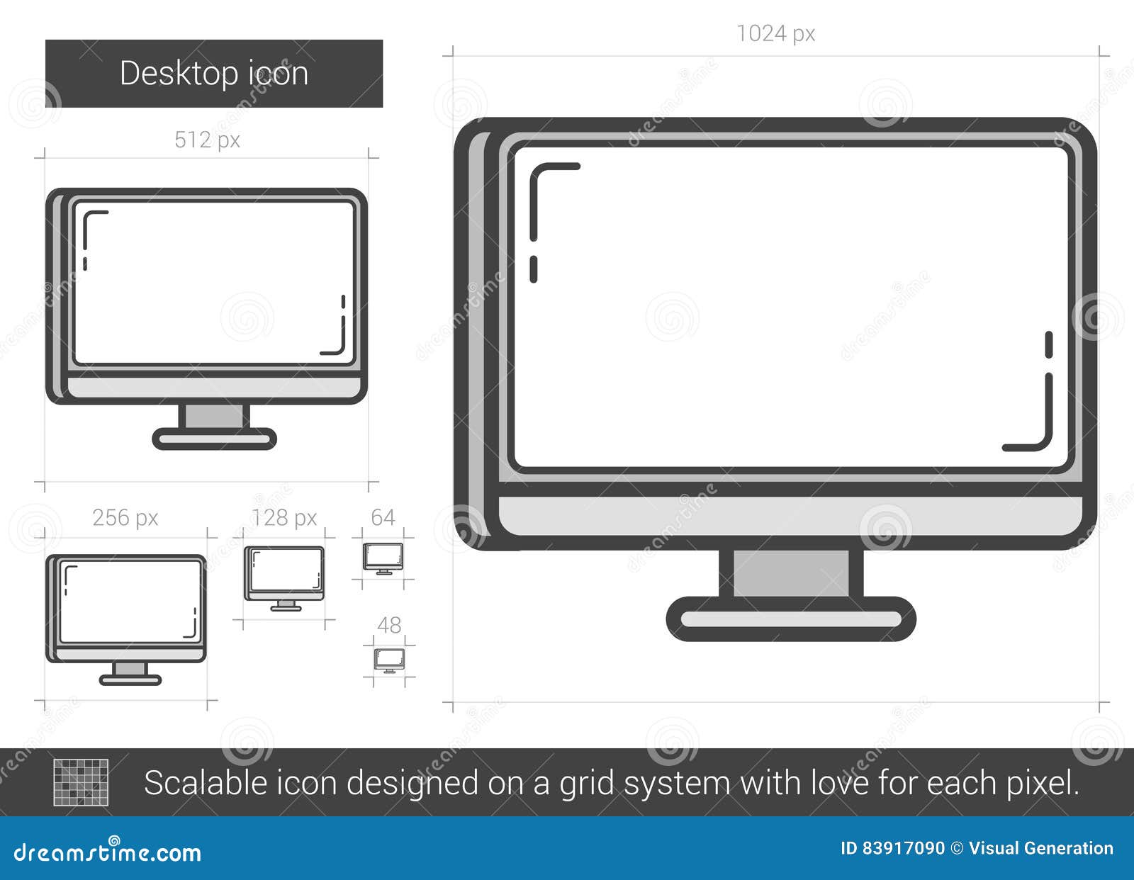Desktop line icon. stock vector. Illustration of internet - 83917090