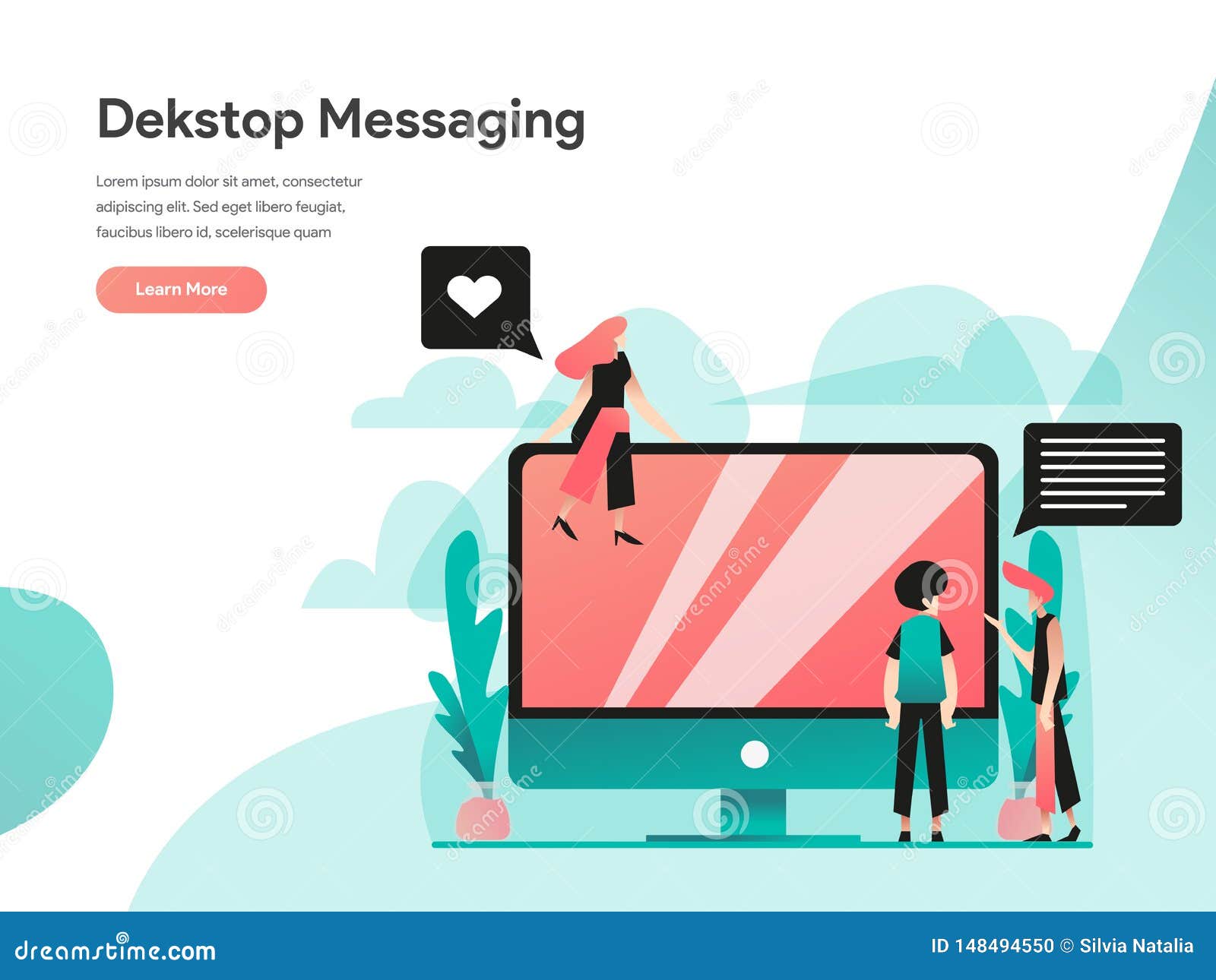 Desktop Messaging Illustration Concept. Modern Flat Design Concept of ...