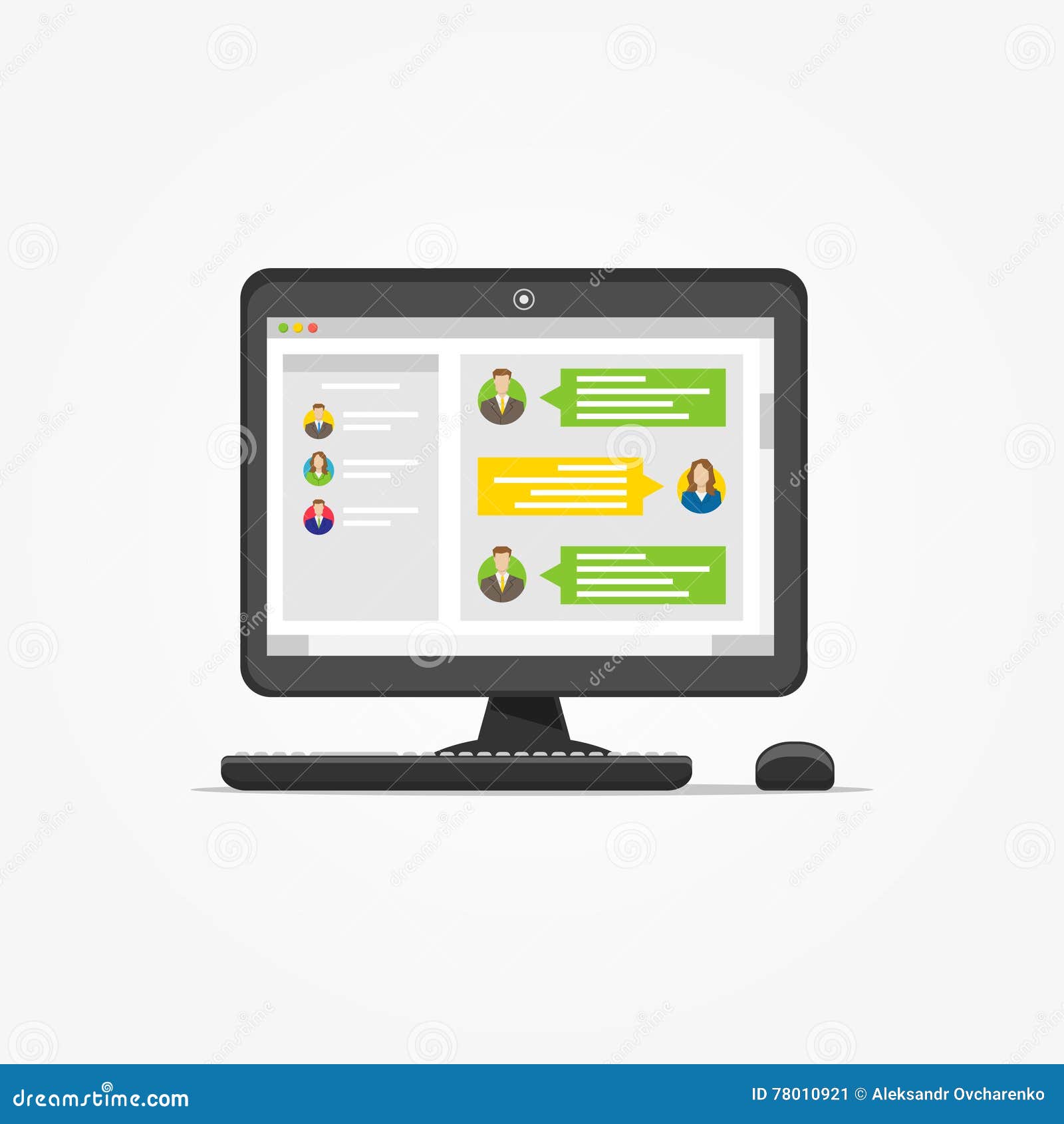 Desktop with Messenger Application Vector Illustration Stock Vector ...