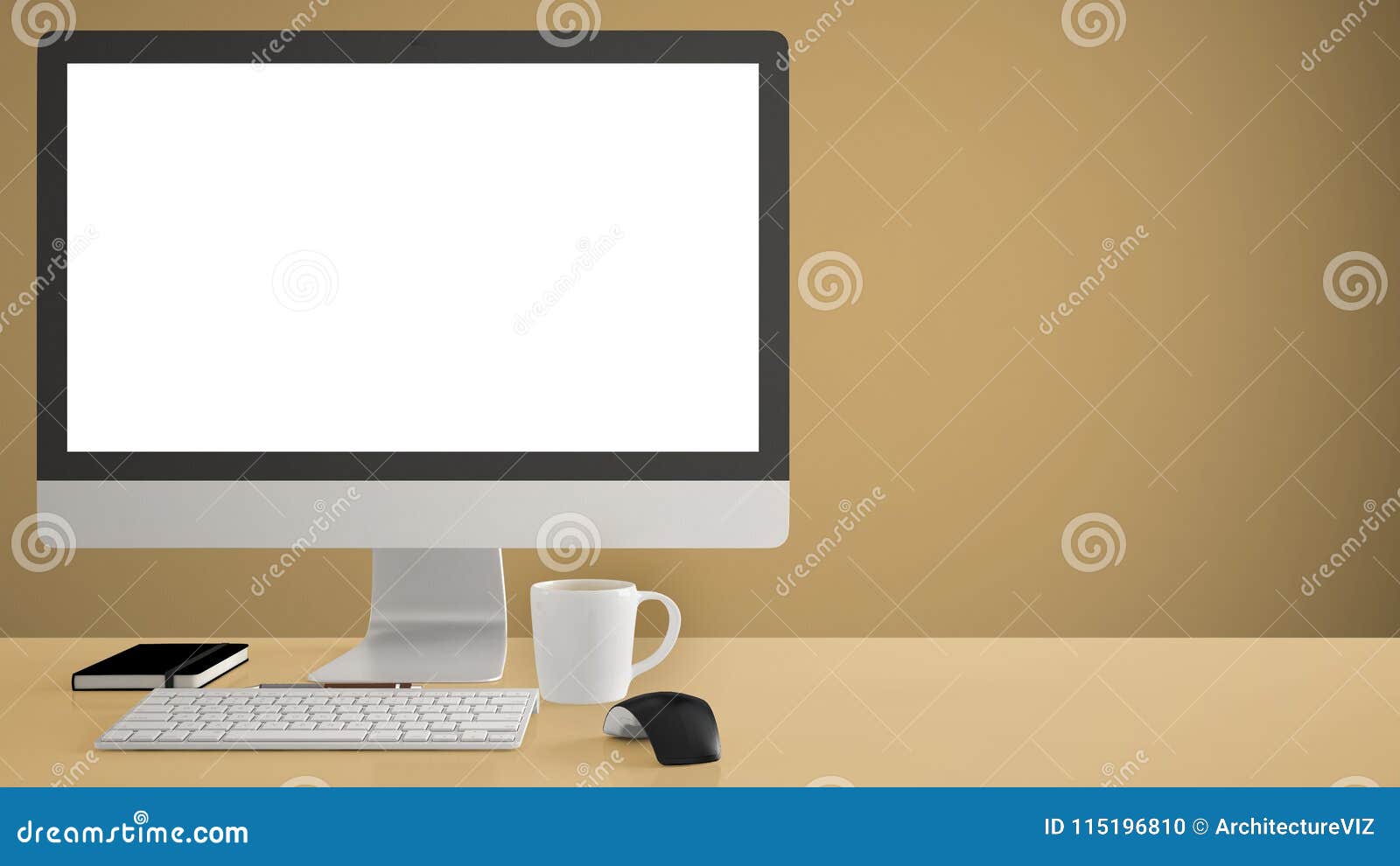 Desktop Mockup, Template, Computer On Work Desk With Blank Screen ...