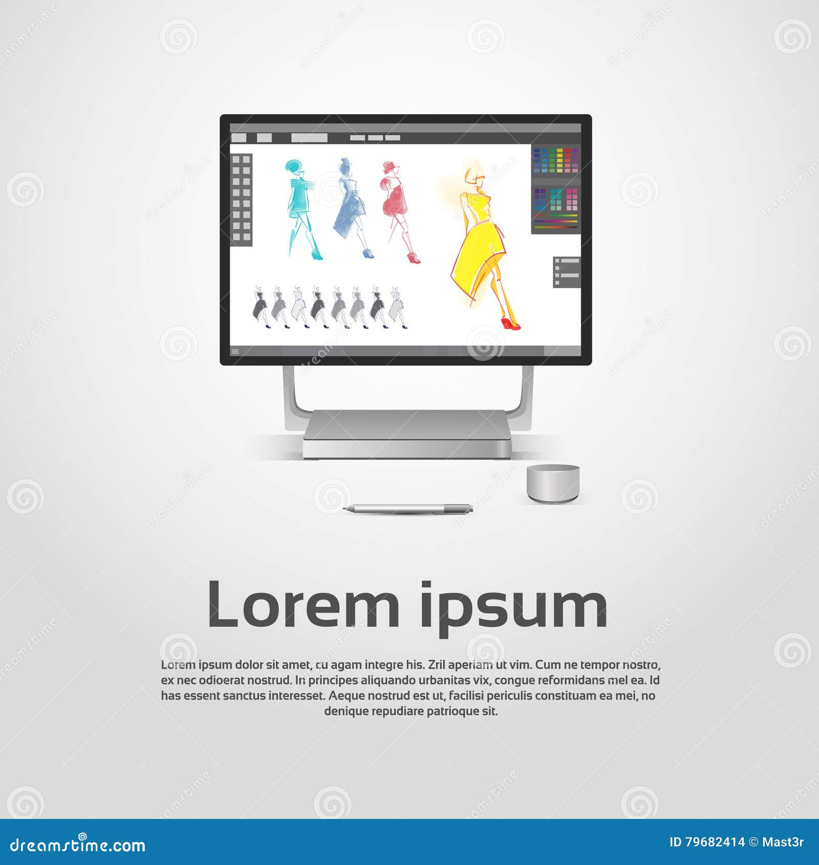 Desktop Modern Computer Graphic Designer Workplace Stock Vector ...