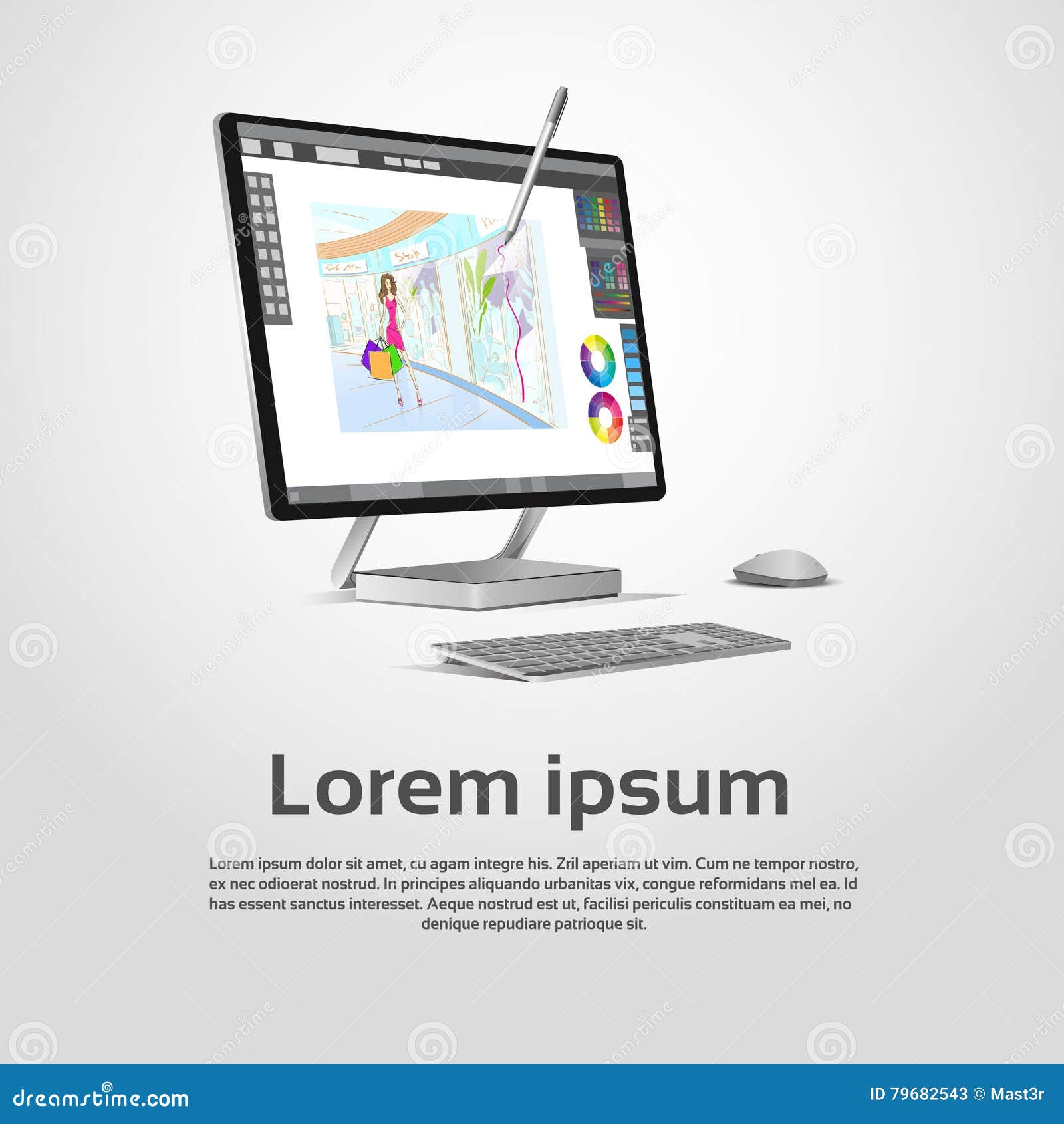 Desktop Modern Computer Graphic Designer Workplace Stock Vector ...
